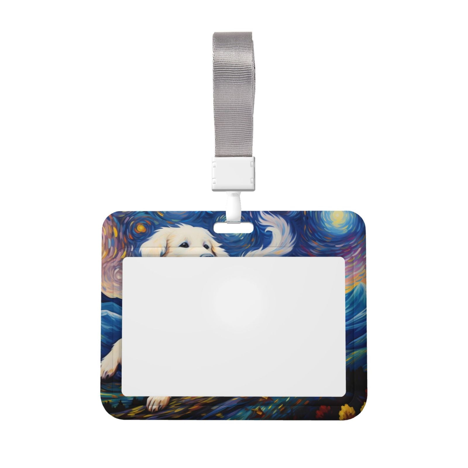 Qekee Vintage Starry Sky Puppy Print Card Badge Holder,Clear Name Tag ...