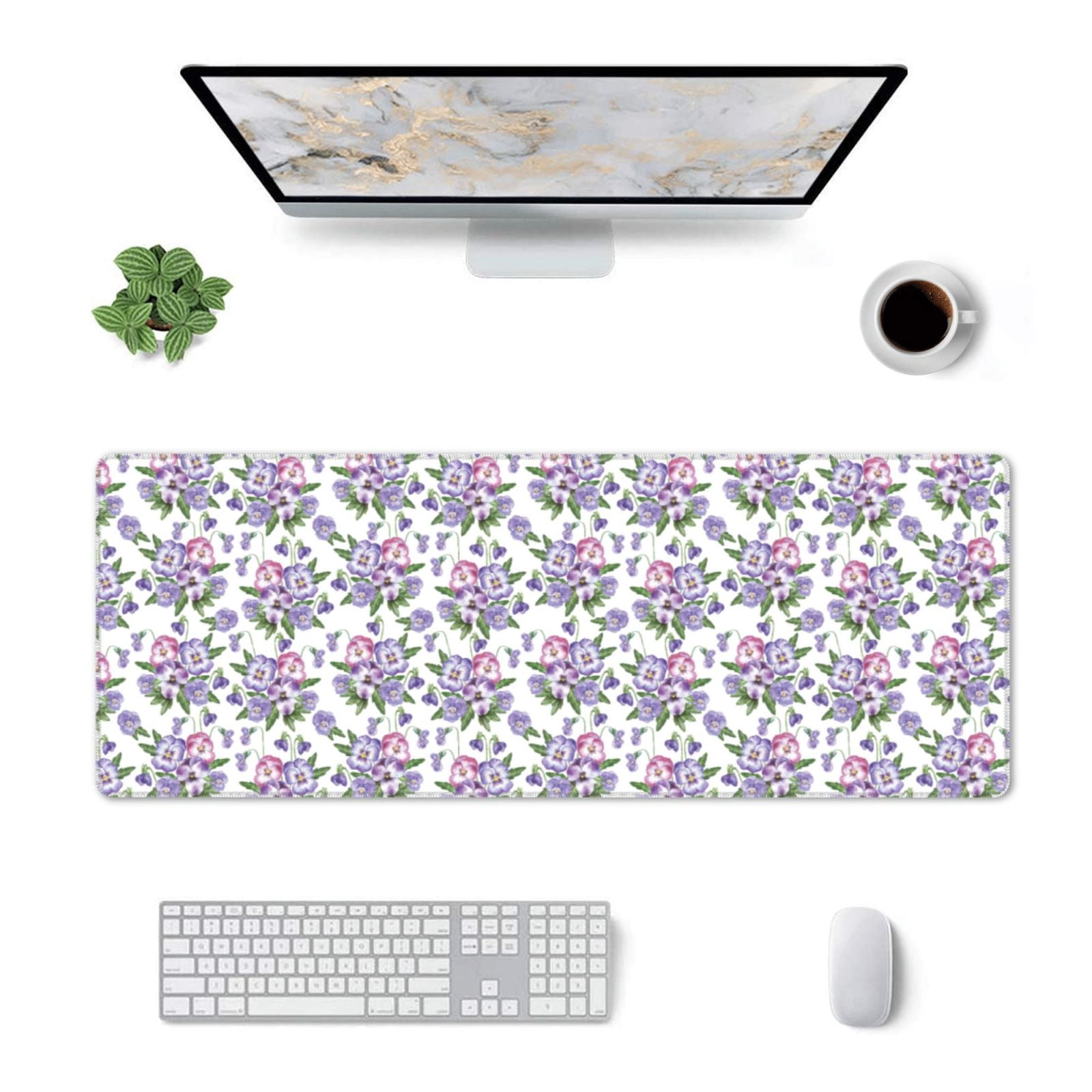 Qekee Violets Flowers Print Mouse Pad,Desk Pad Protector,Office Desk ...