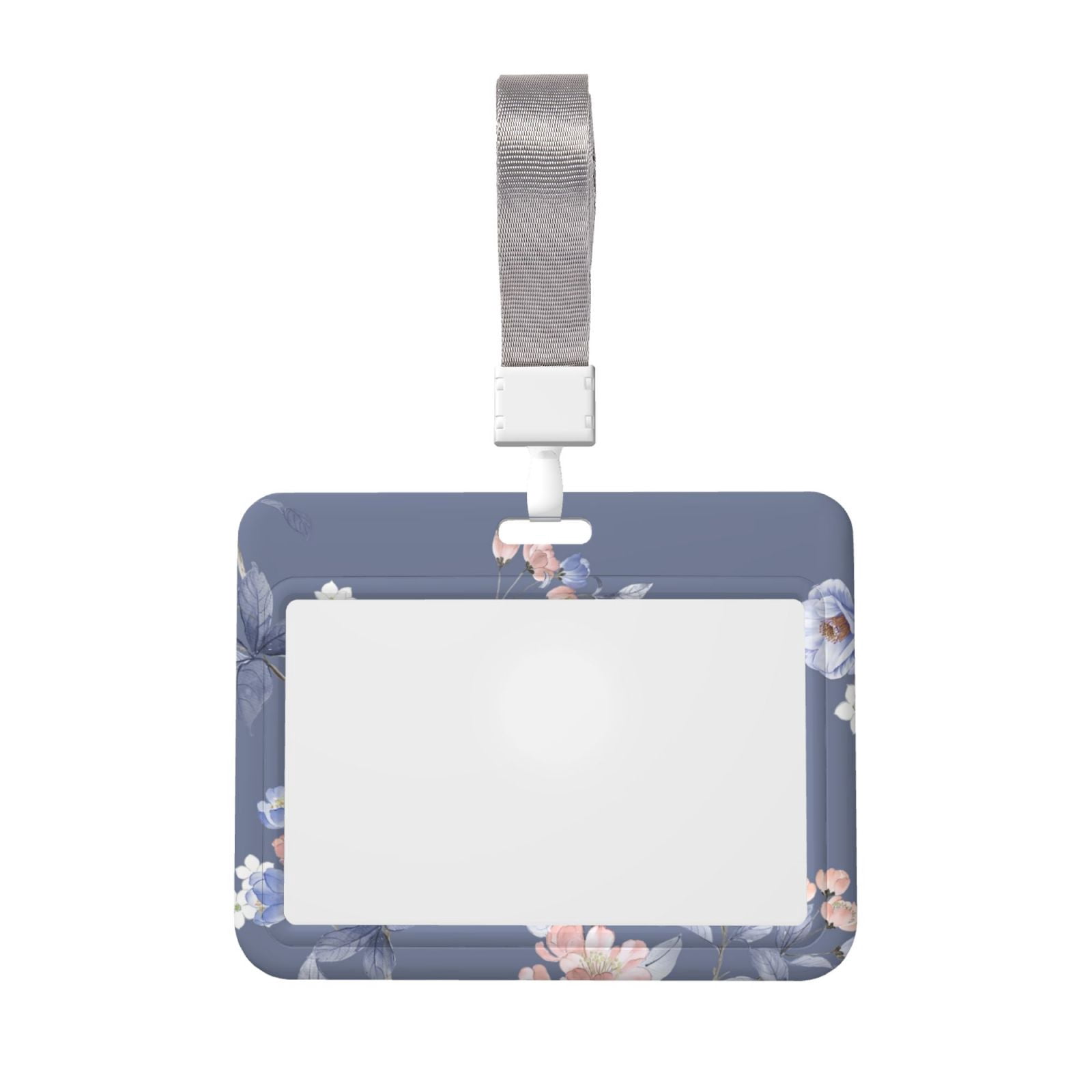 Qekee Watercolor Flowers Butterfly Print Card Badge Holder,Clear Name ...