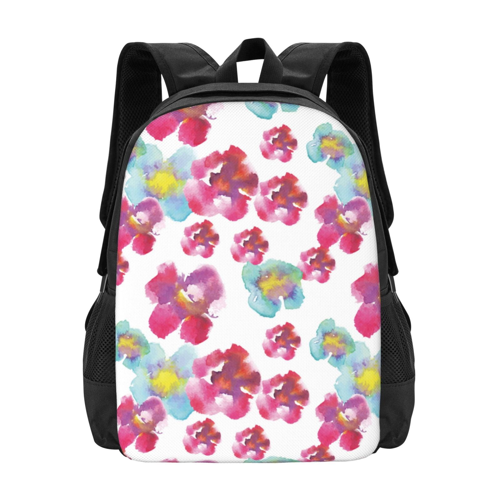 Qekee Watercolor Flowers for Travel Laptop Backpack for womem and men ...