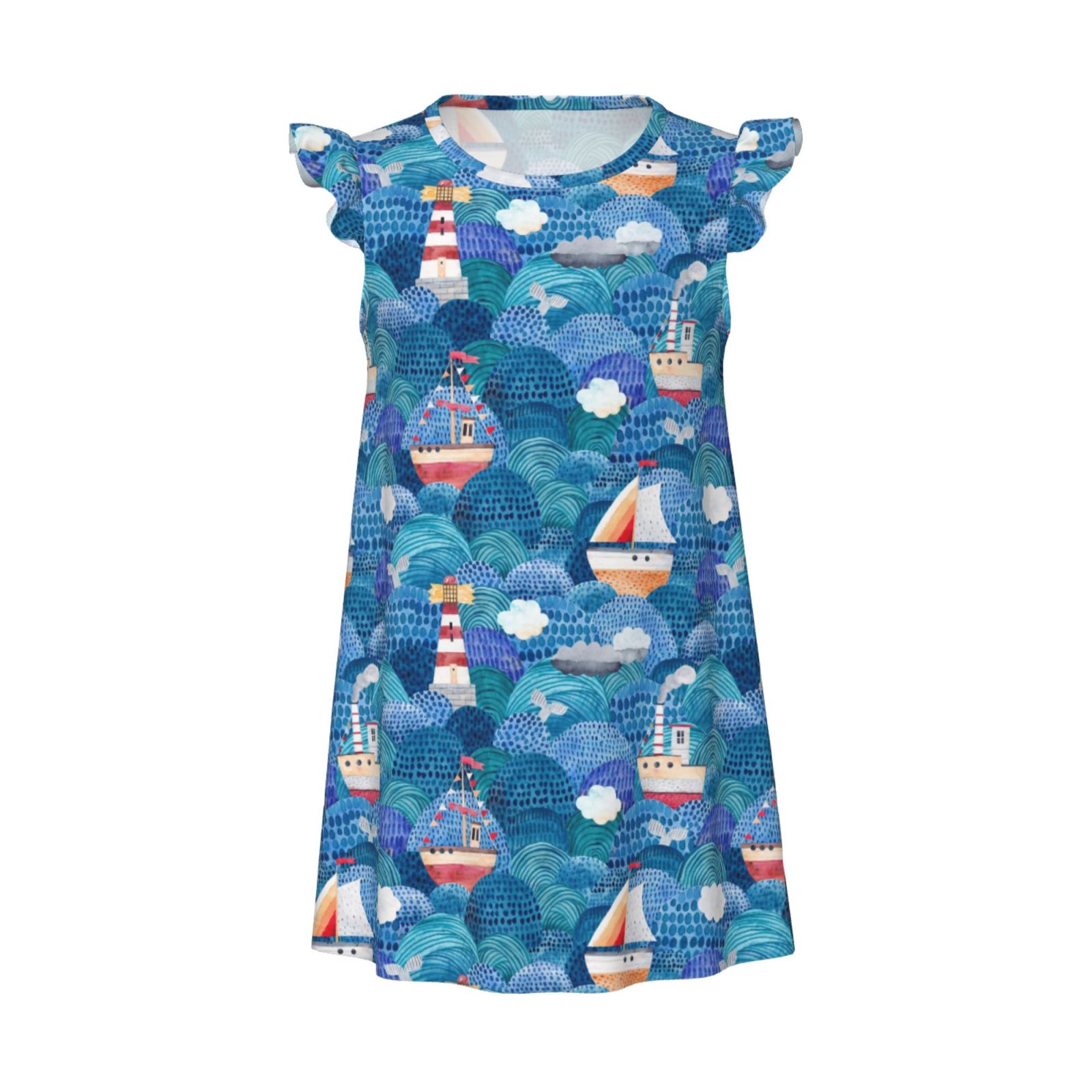 Qekee Watercolor Ships for Girls Nightgowns, Princess Pajama Dresses ...