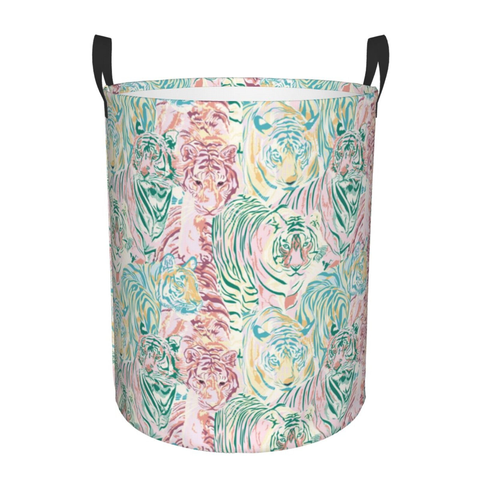 Qekee Watercolor Tiger print Laundry Hamper Basket, Hamper Basket for ...