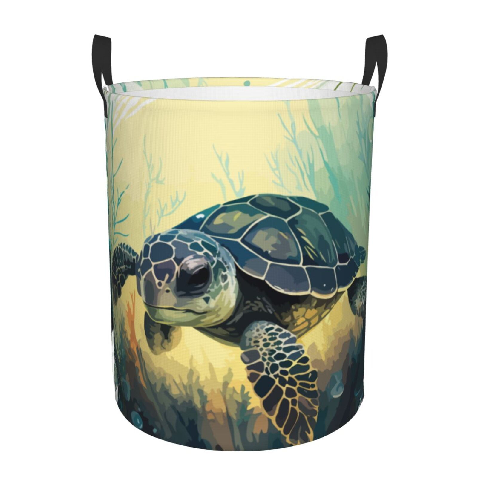 Qekee Watercolor Turtle3 print Laundry Hamper Basket, Hamper Basket for ...