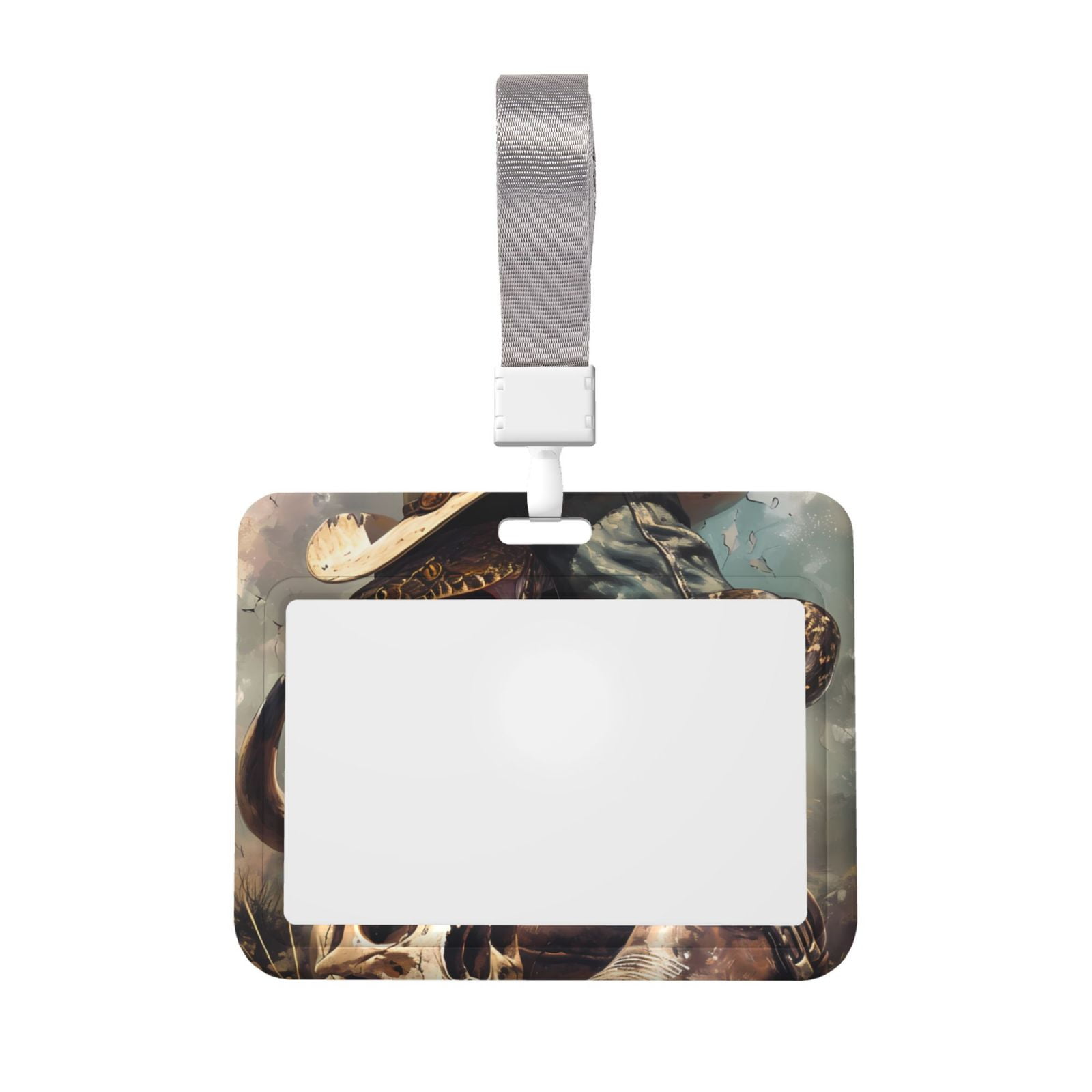 Qekee Western Cowboy Snake Ram Skull Print Card Badge Holder,Clear Name ...