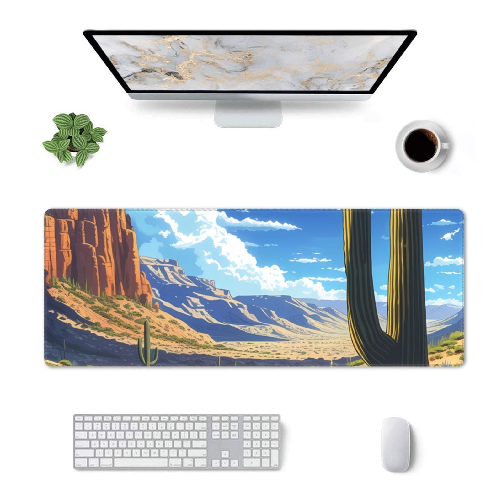 Qekee Western Desert Cactus Print Mouse Pad,Desk Pad Protector,Office ...