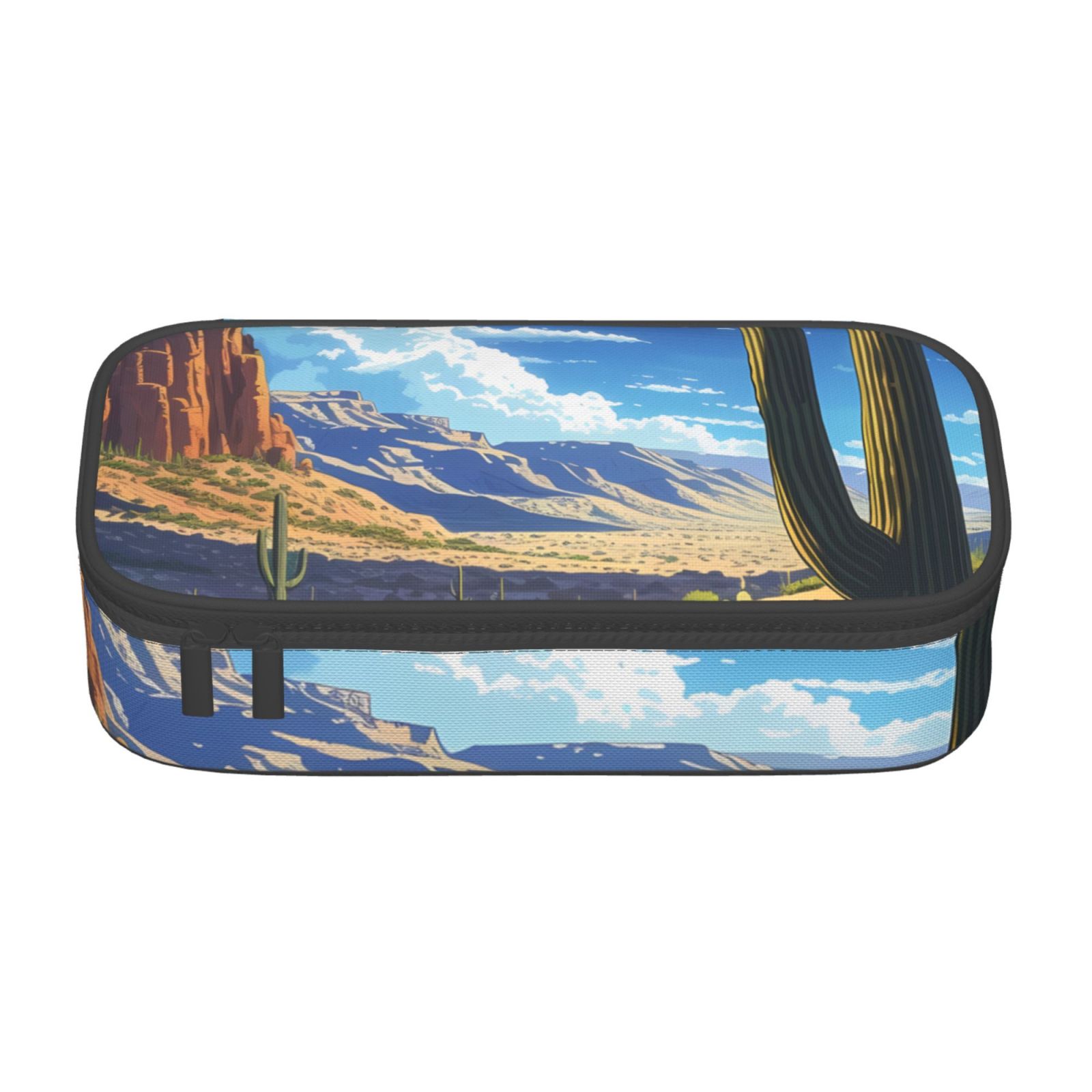 Qekee Western Desert Cactus print Large Pencil Case, Aesthetic Pen ...