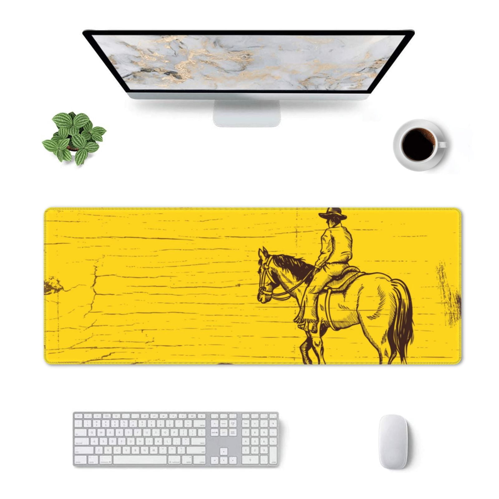 Qekee Western Desert Cowboy 1 Print Mouse Pad,Desk Pad Protector,Office ...