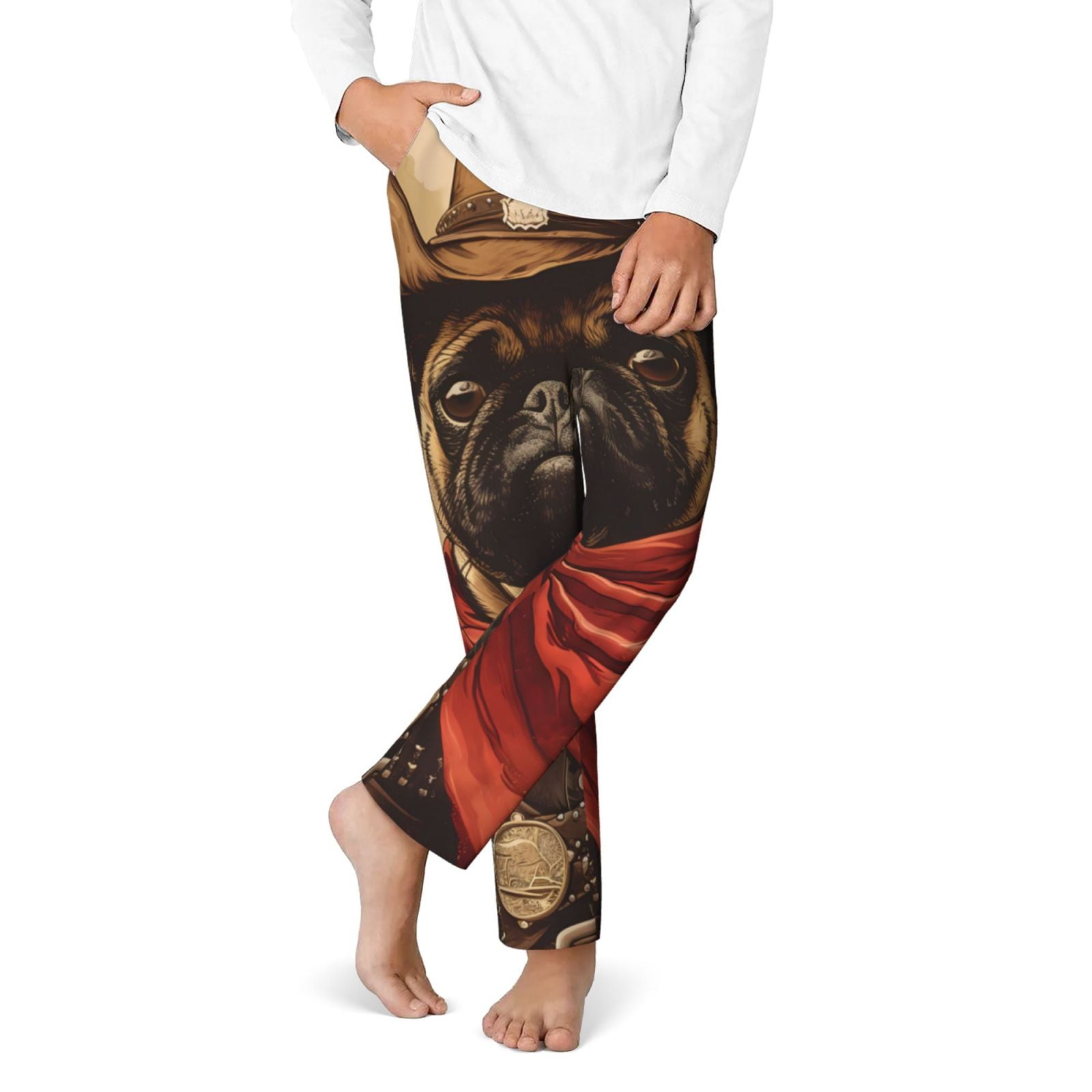 Qekee Western French Bulldog Cowboy Print Kids Pajama Pants, Teenagers ...