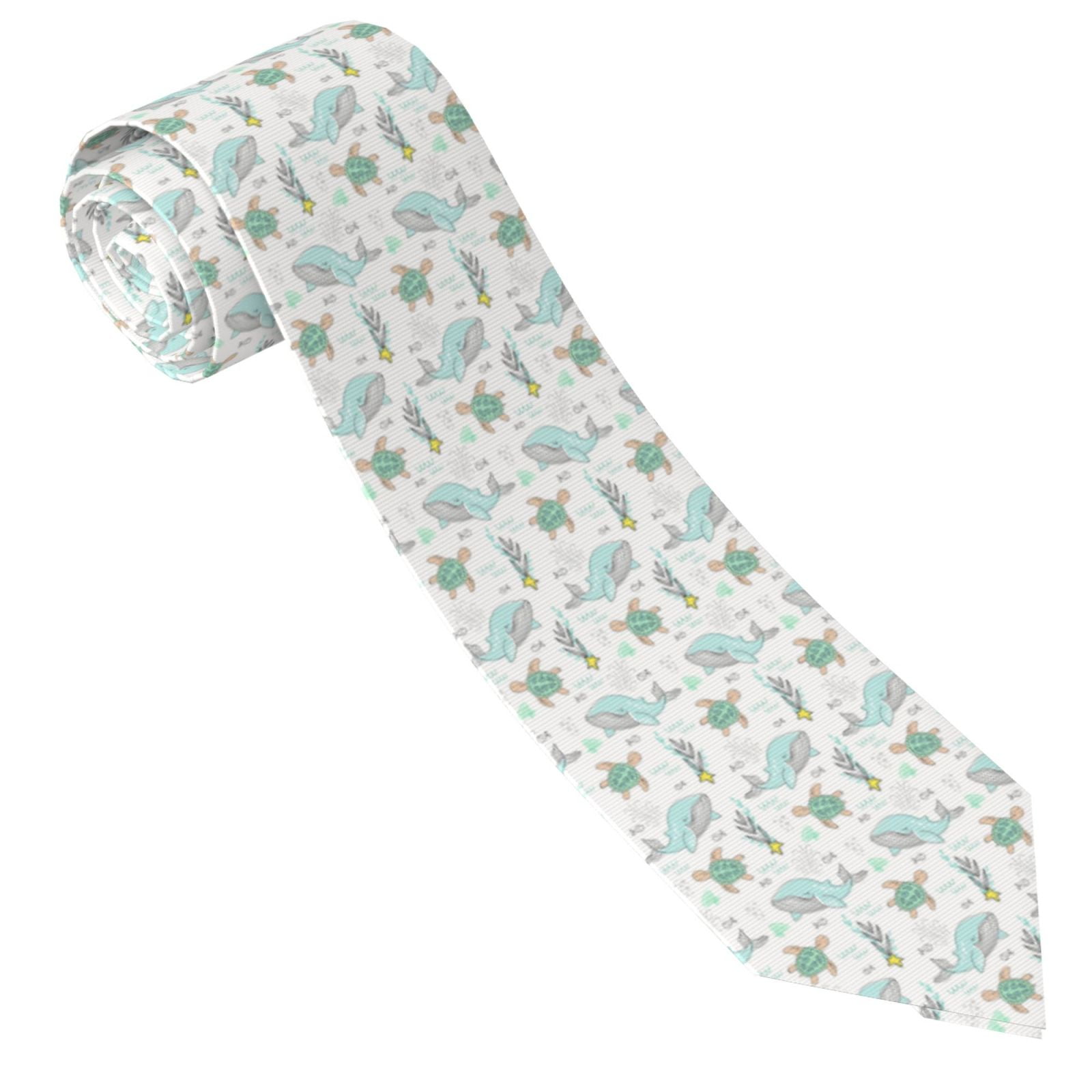 Qekee Whale And Turtle Print Men's Ties Neckties Formal Ties For Men ...