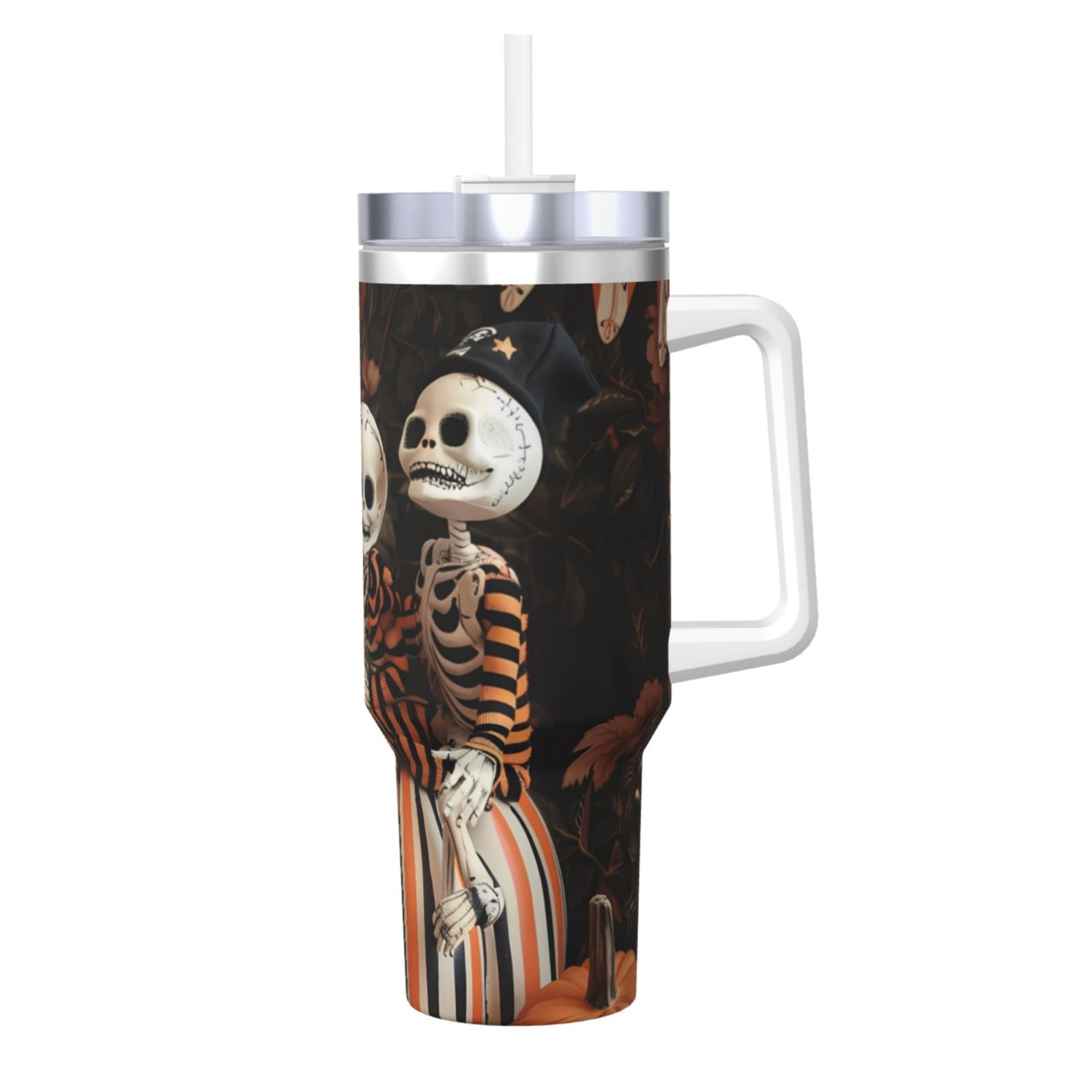 Qekee Whimsical Halloween Skeletons Print 40 OZ Large Capacity Ice ...
