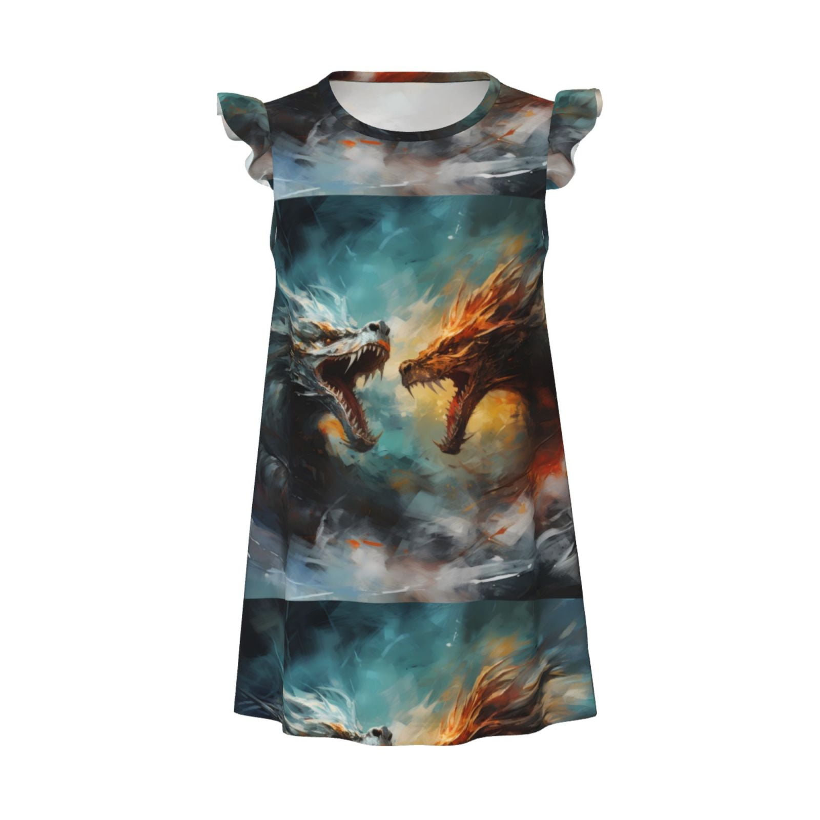 Qekee White And Red Sketch Dragon for Girls Nightgowns, Princess Pajama ...