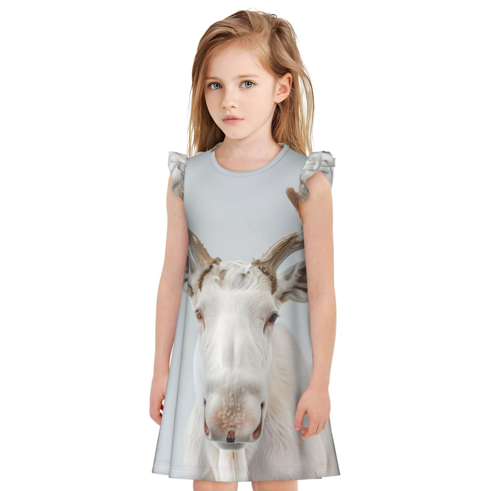Qekee White Reindeer Portrait for Girls Nightgowns, Princess Pajama ...