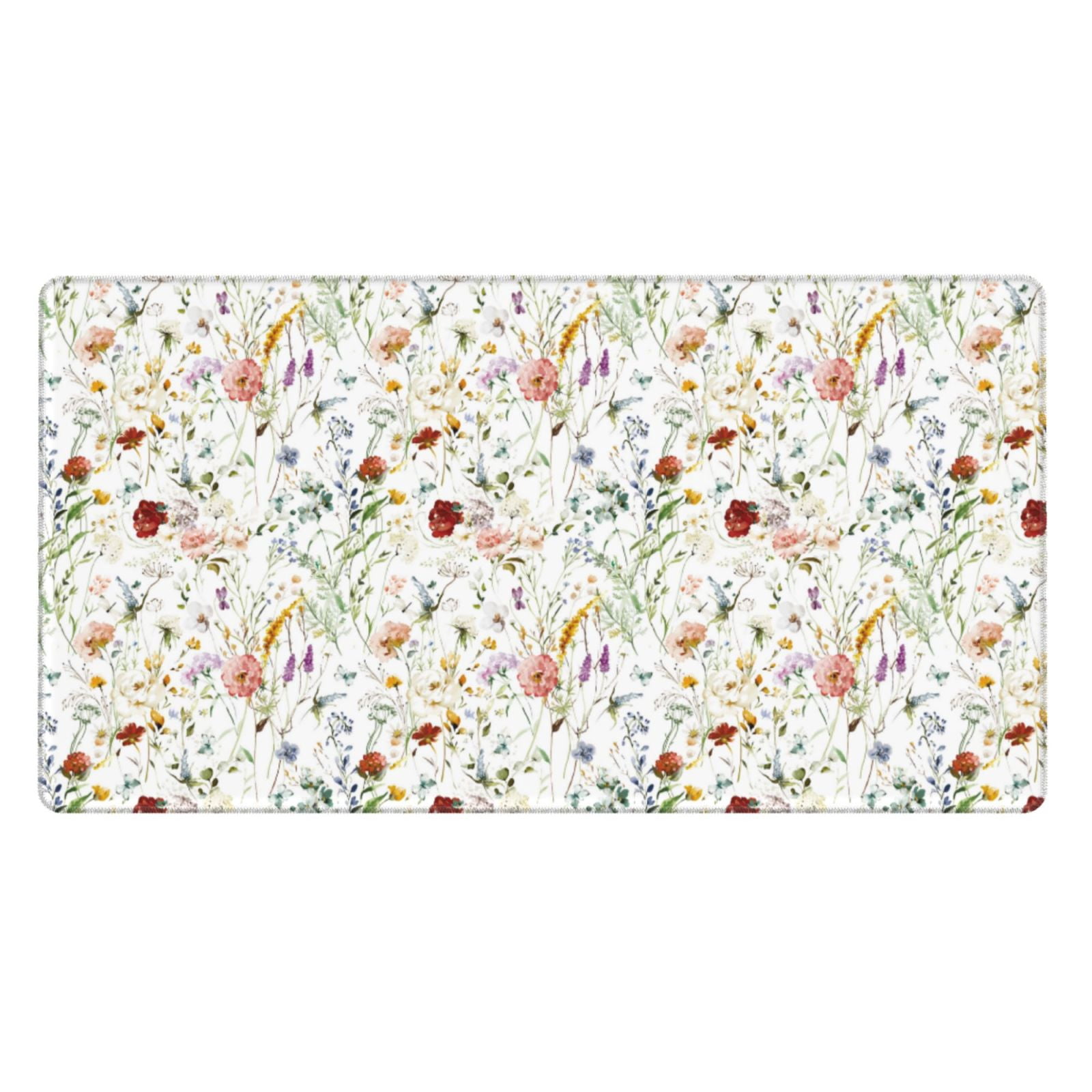 Qekee Wildflower Watercolor Print Desk Pad Protector,Mouse Pad,Office ...