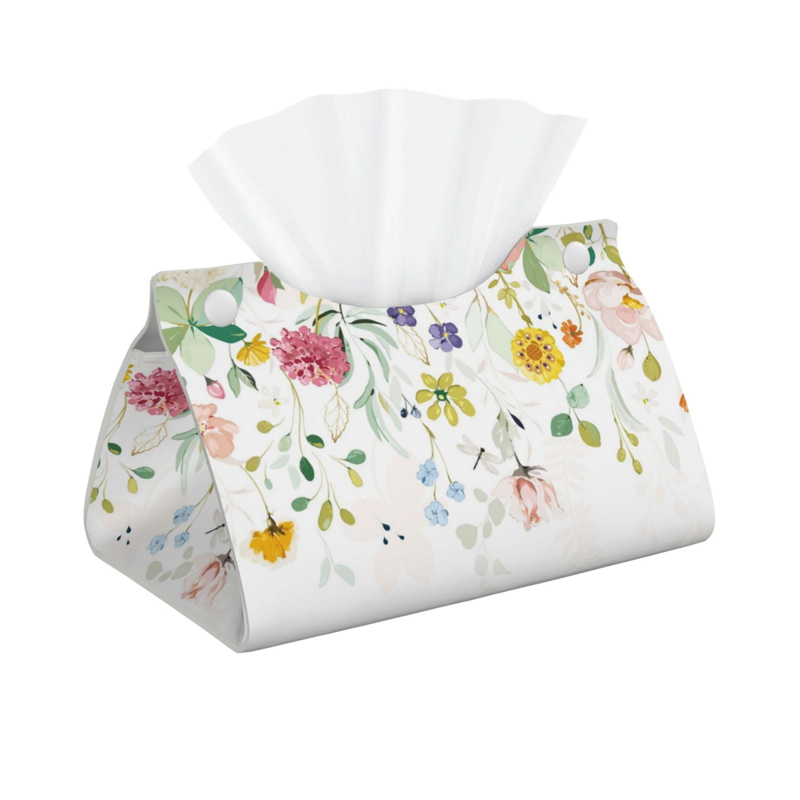 Qekee Wildflowers Print Long Tissue Box Cover, Tissue Holder, PVC ...