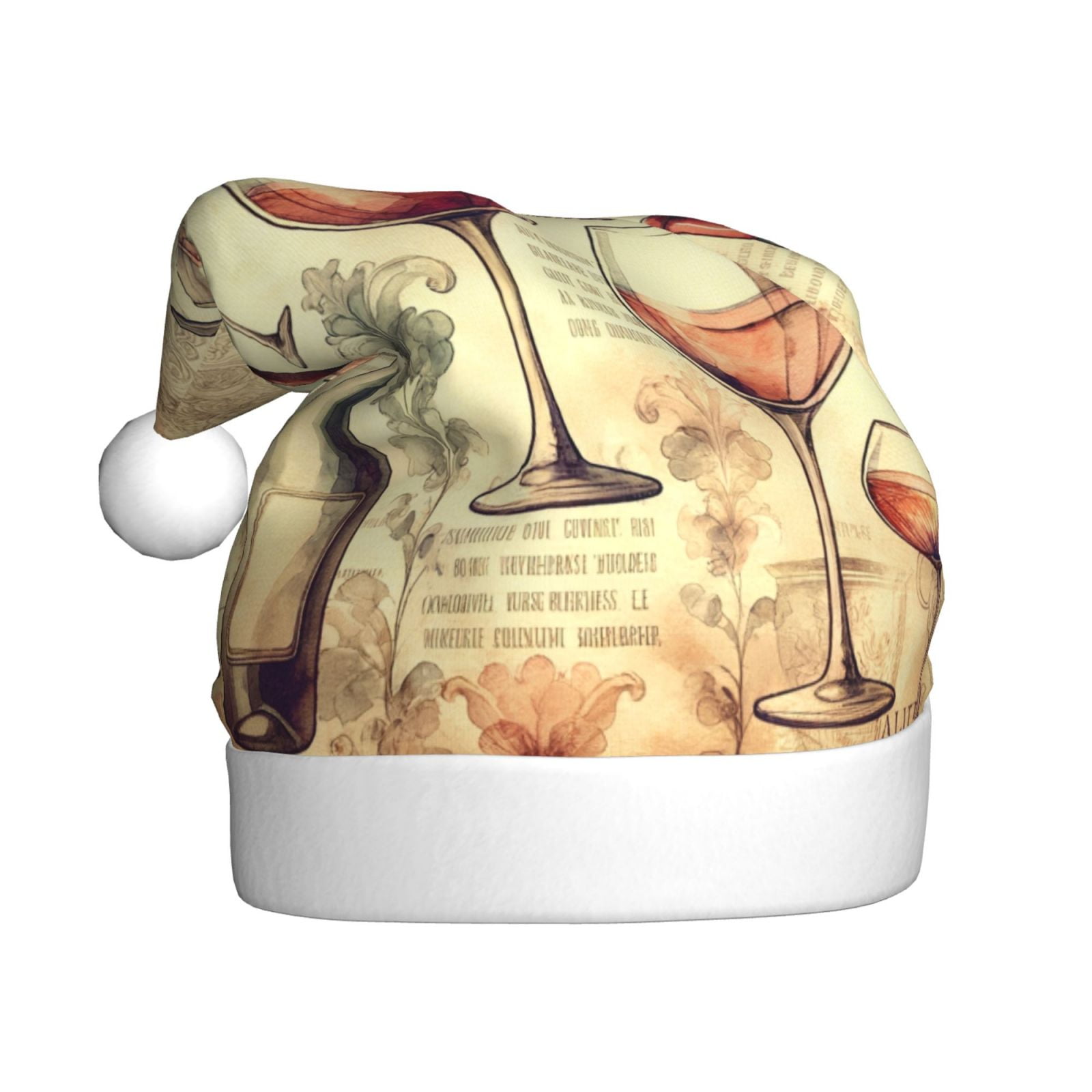 Qekee Wine for Fluffy Red Santa Hats Set Plush Brim and Liner,Caps for ...