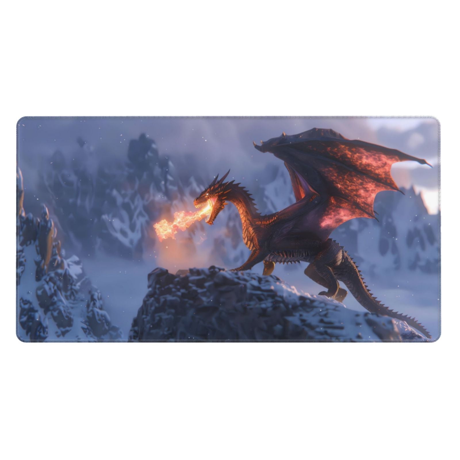 Qekee Winter Fire Dragon Print Desk Pad Protector,Mouse Pad,Office Desk ...