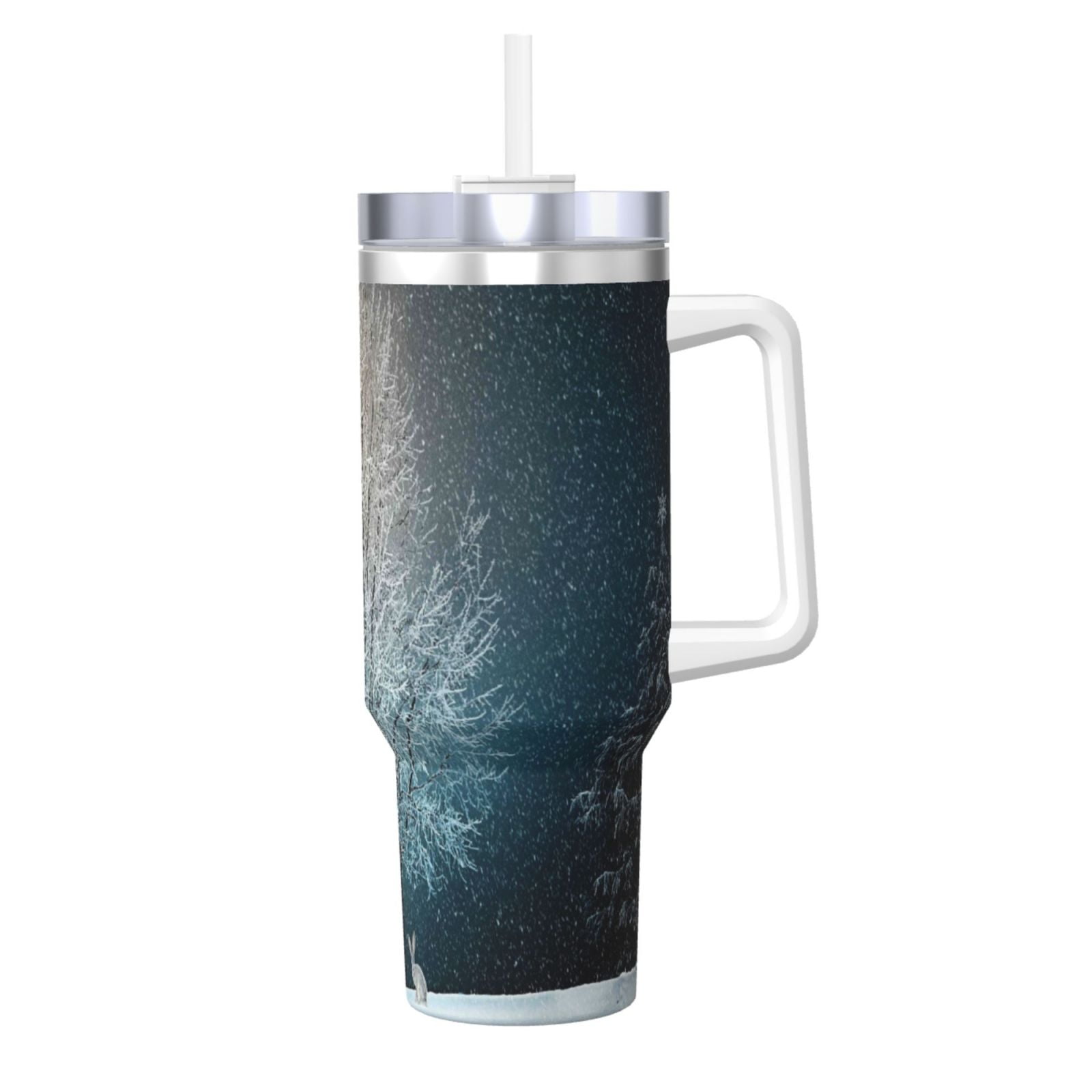 Qekee Winter Rabbit Print 40 OZ Large Capacity Ice Bully Cup With ...