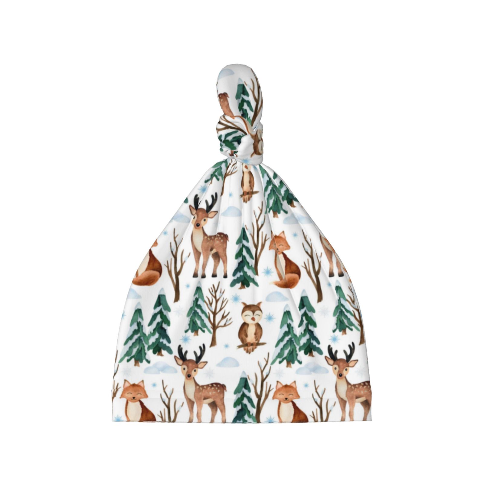 Qekee Winter Woodland Friends Print Newborn Baby Hospital Hat for Boy ...