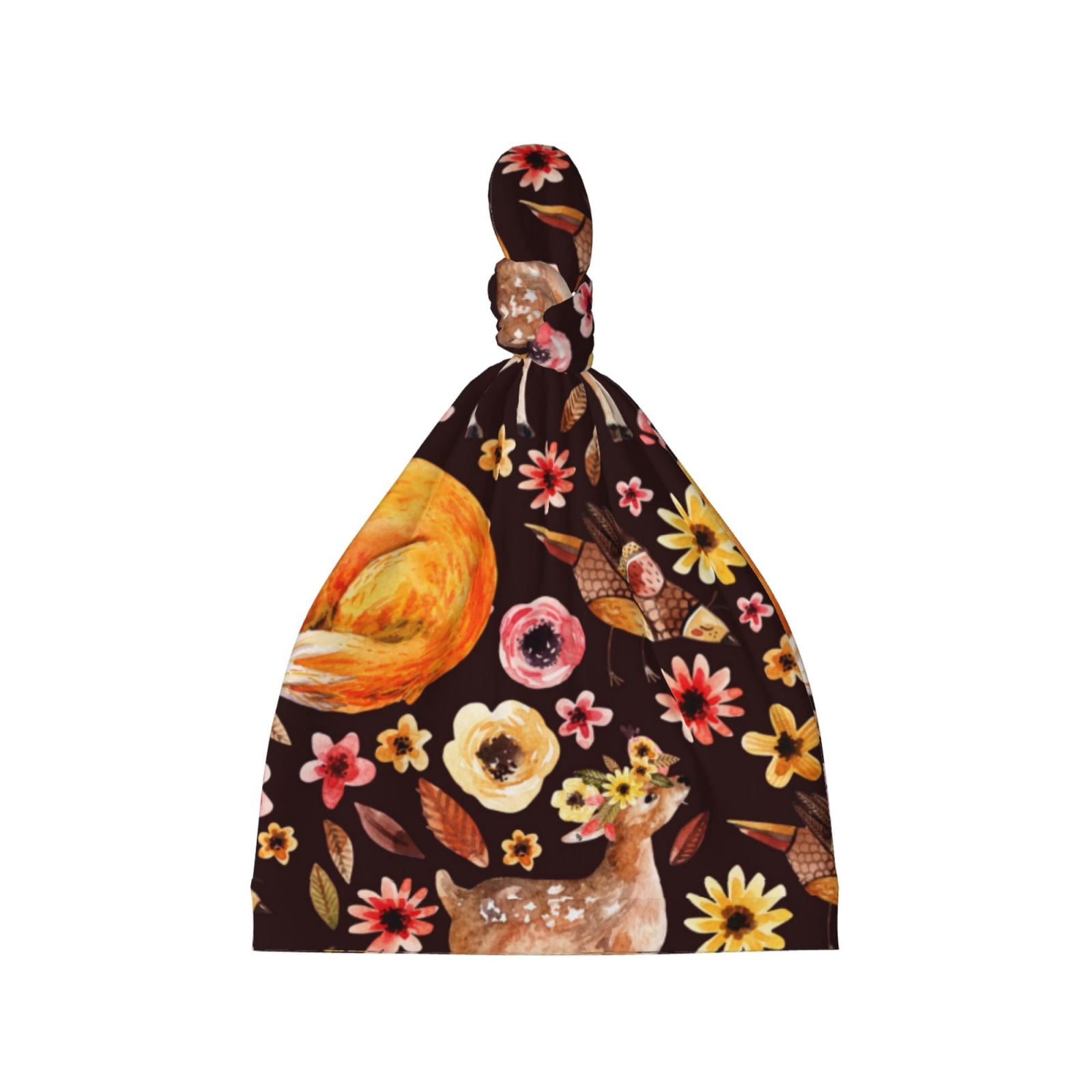 Qekee Woodland Creatures Floral Print Newborn Baby Hospital Hat for Boy ...