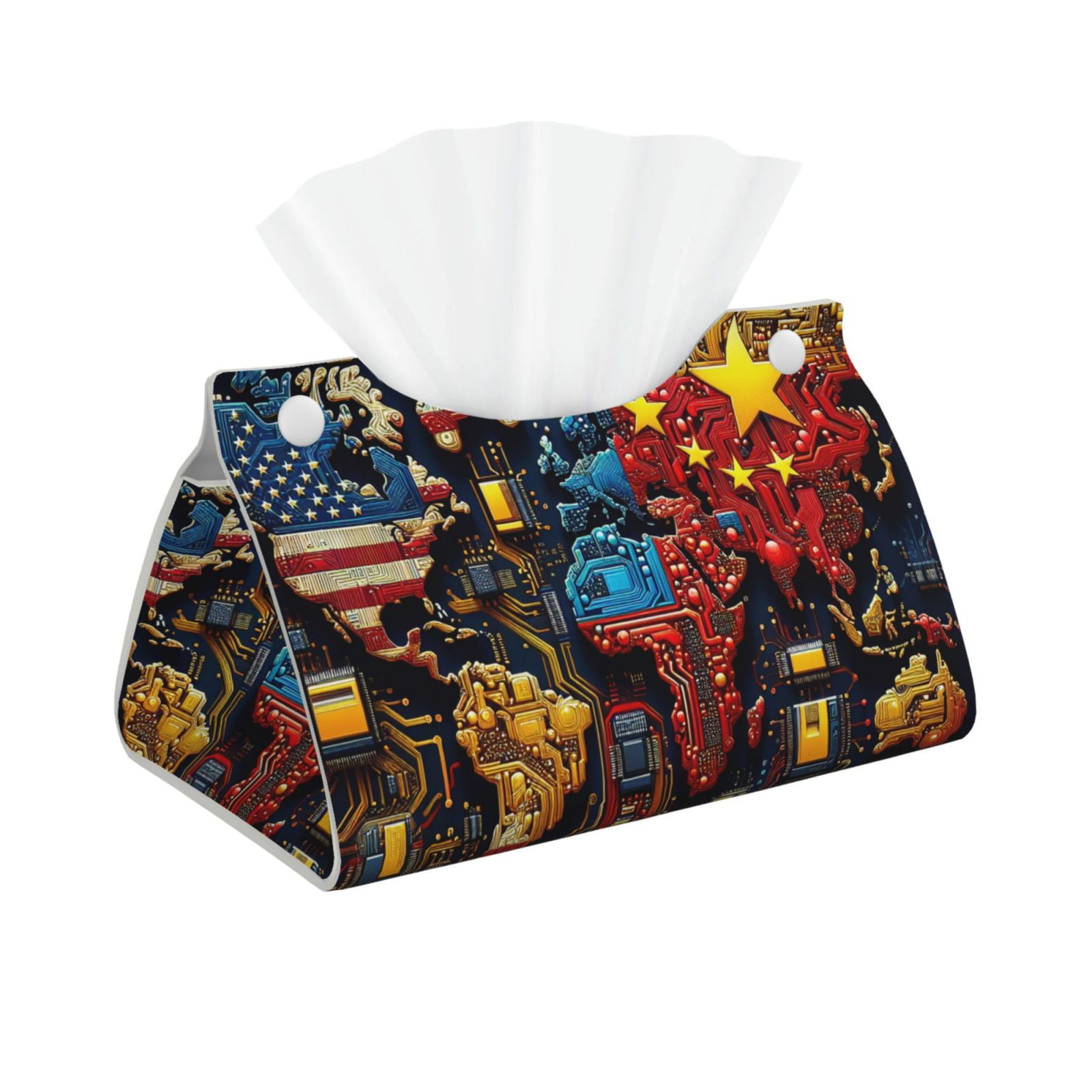 Qekee World Map Of Digital Circuits Print Long Tissue Box Cover, Tissue ...