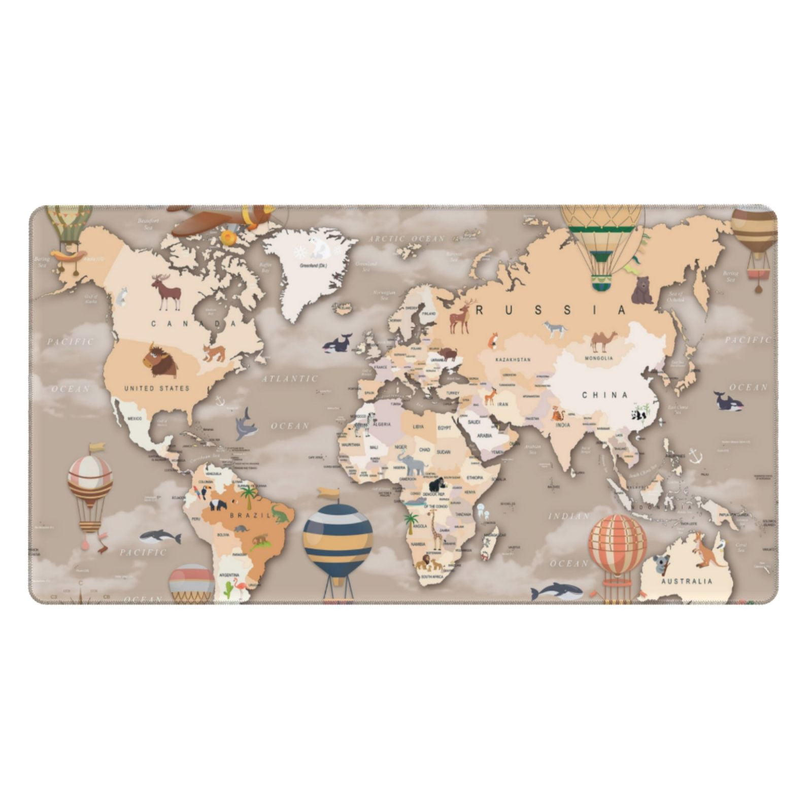 Qekee World Map With Animals Print Desk Pad Protector,Mouse Pad,Office ...