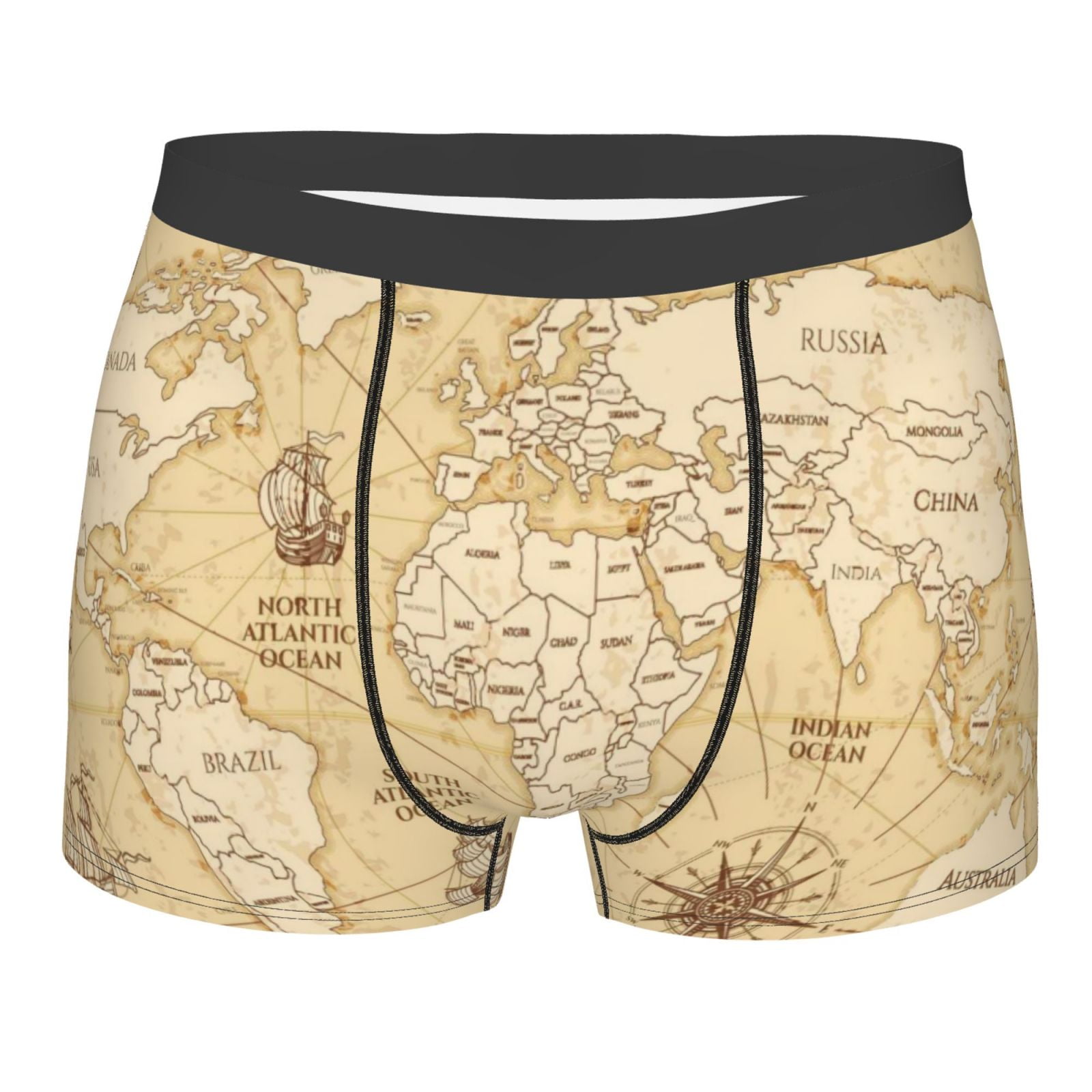 Qekee World Map for Men's Underwear Boxer Briefs Pack, Polyester ...