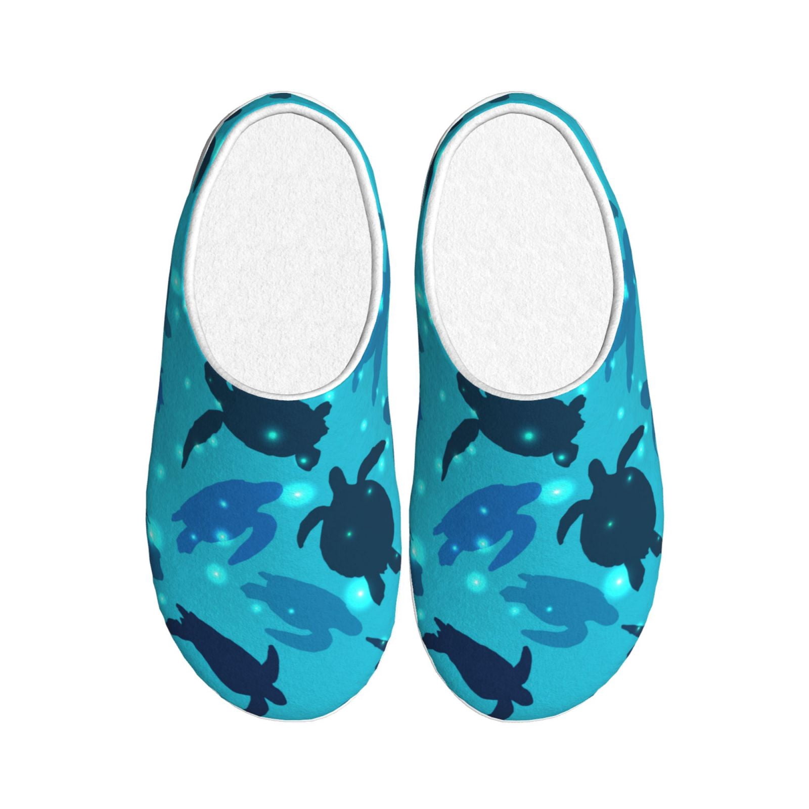 Qekee World Turtle Day Print TPR Cotton Slippers for Adults,Indoor Non ...