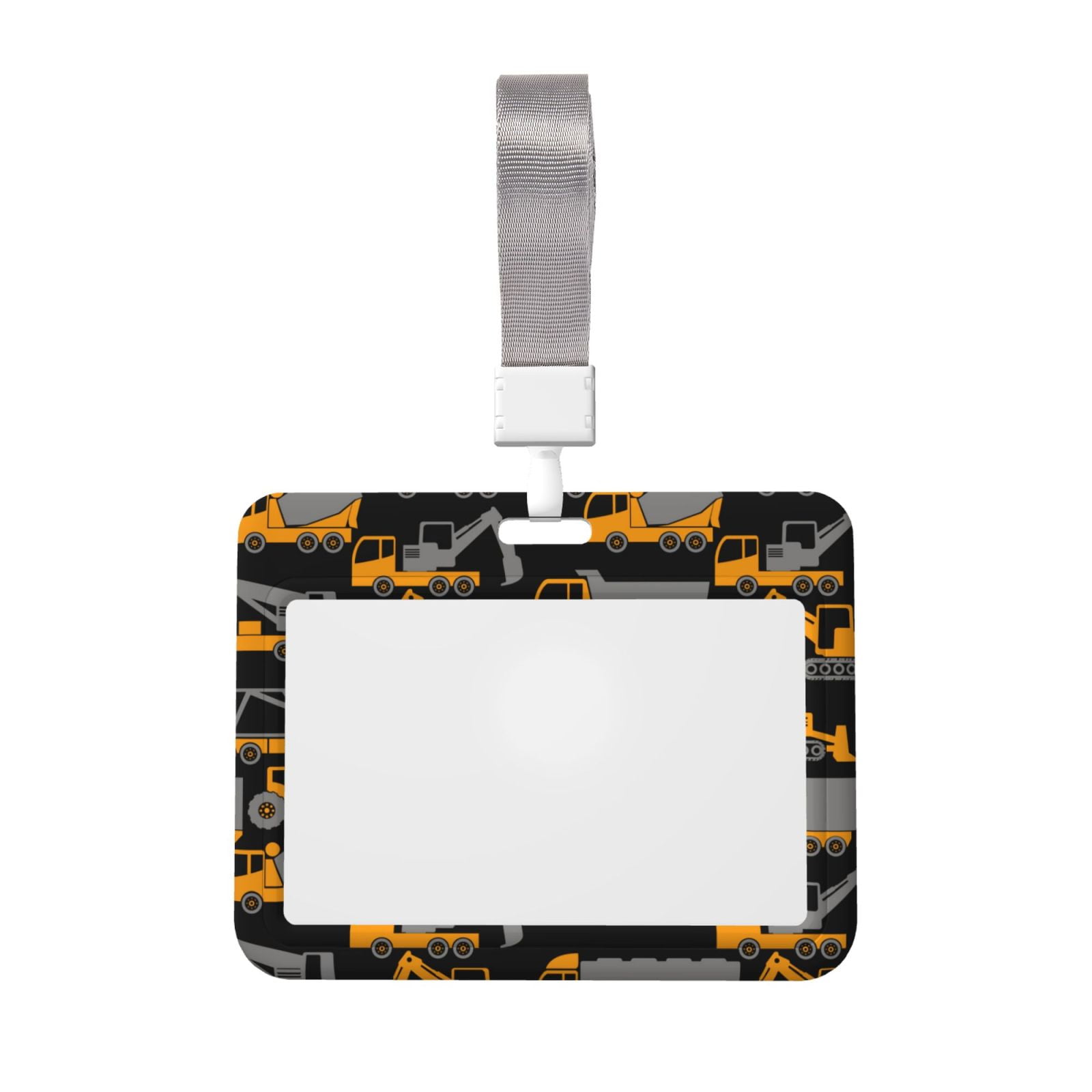 Qekee Yellow Excavator Print Card Badge Holder,Clear Name Tag ID Card ...