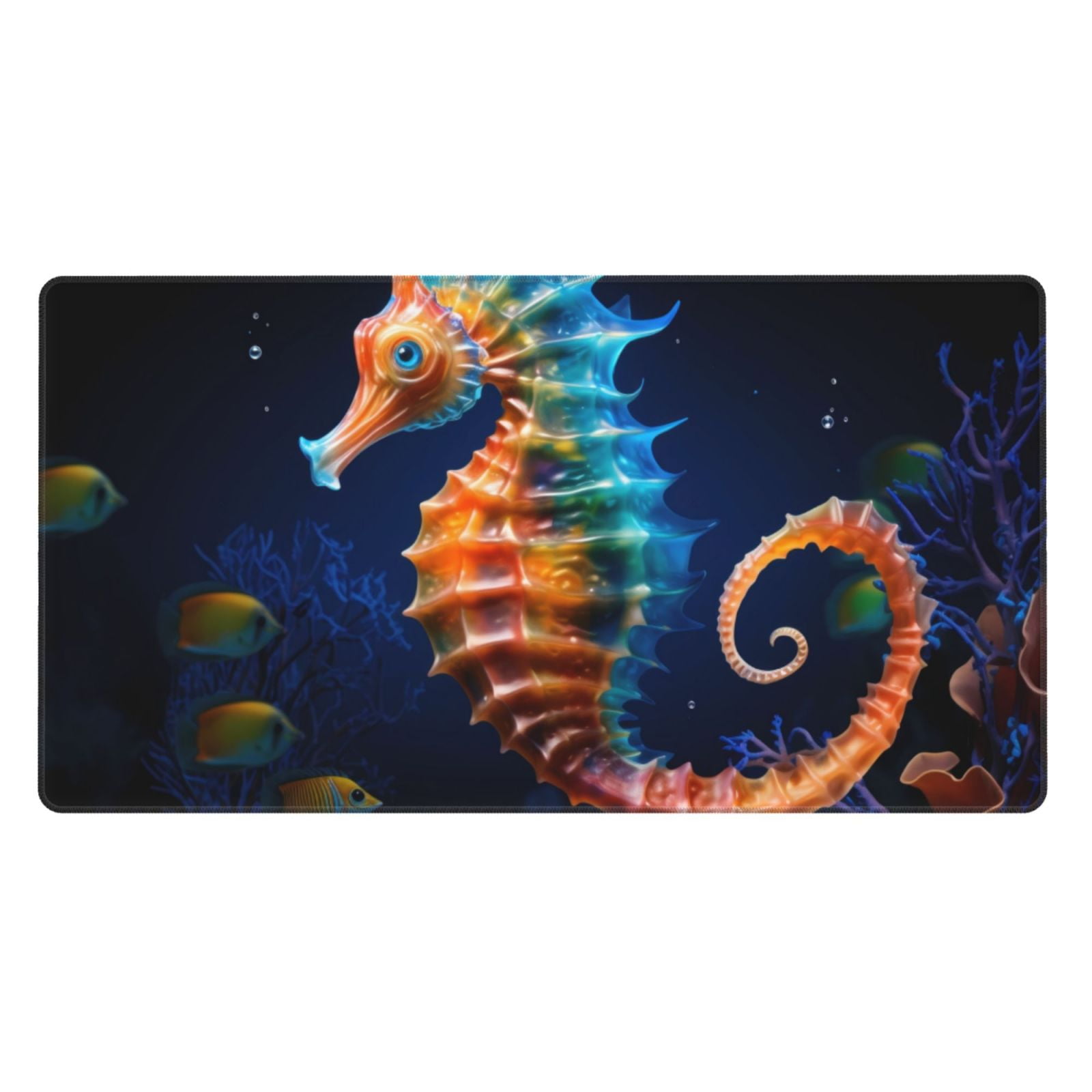 Qekee Yellow Fish Seahorse Print Desk Pad Protector,Mouse Pad,Office ...