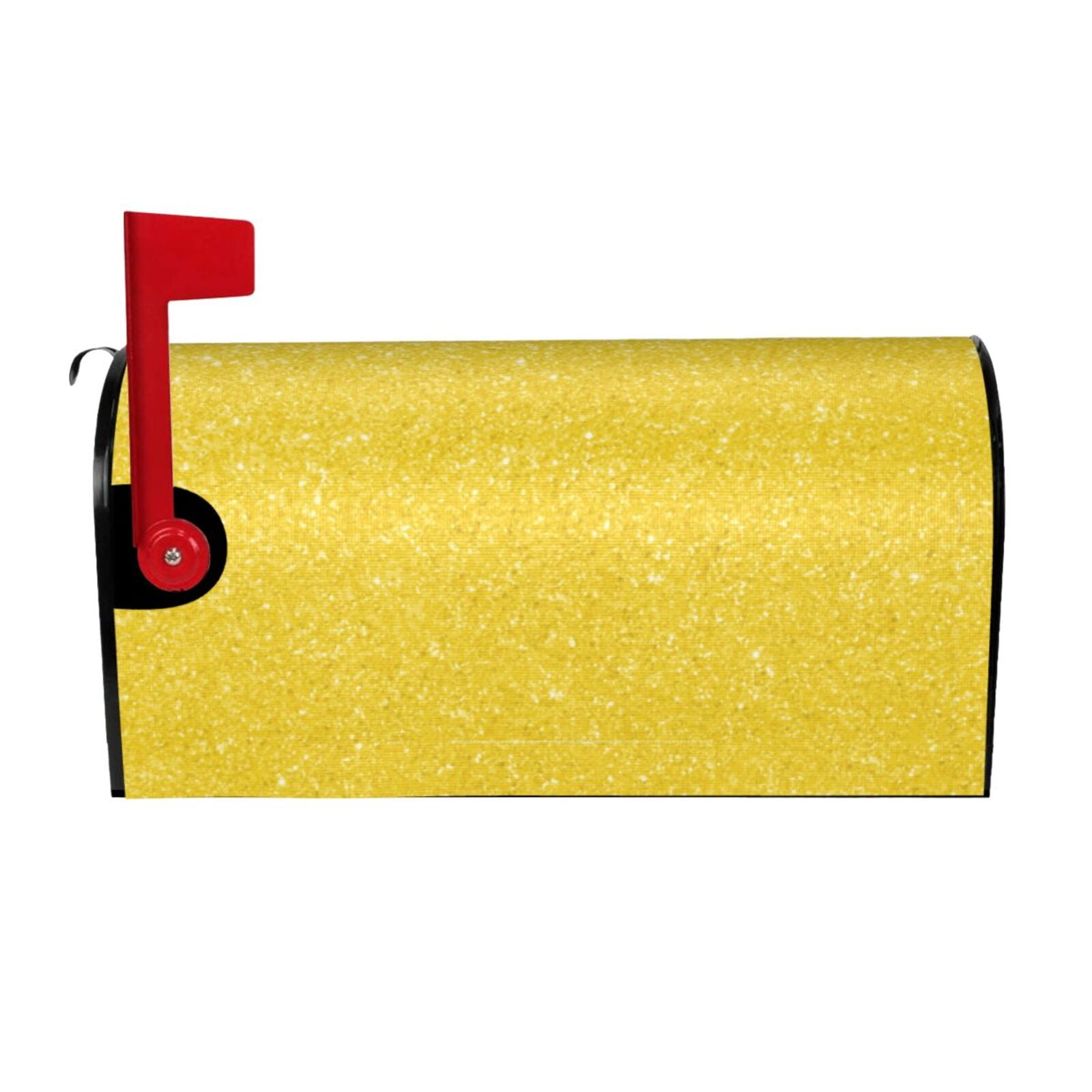 Qekee Yellow Glitter Print Mailbox Cover with Magnetic Strips, Waterproof, Sunscreen for Garden ...