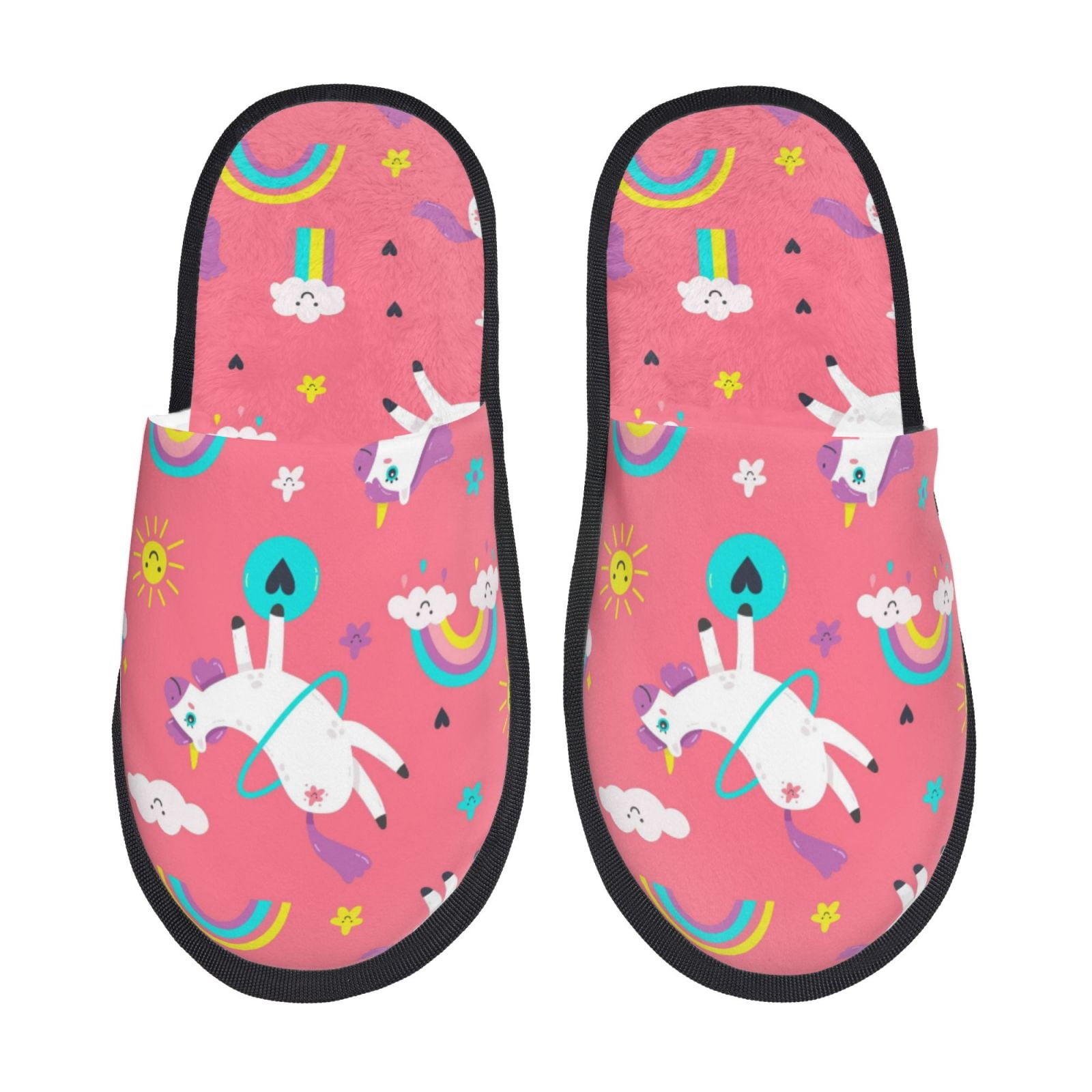 Qekee Yoga Unicorn print Slippers for Women and Men, Fluffy Cute Cozy ...