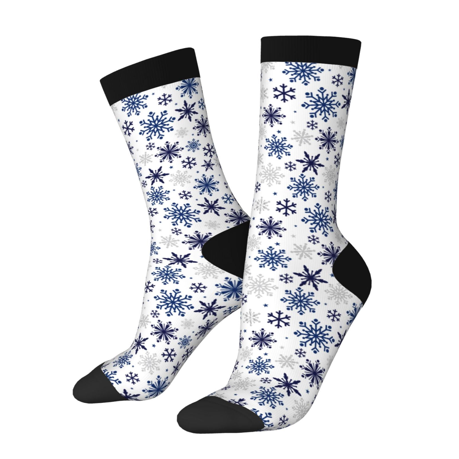 Qekee blue Snowflake Prints Print Socks For Women Crew Socks Sporty ...