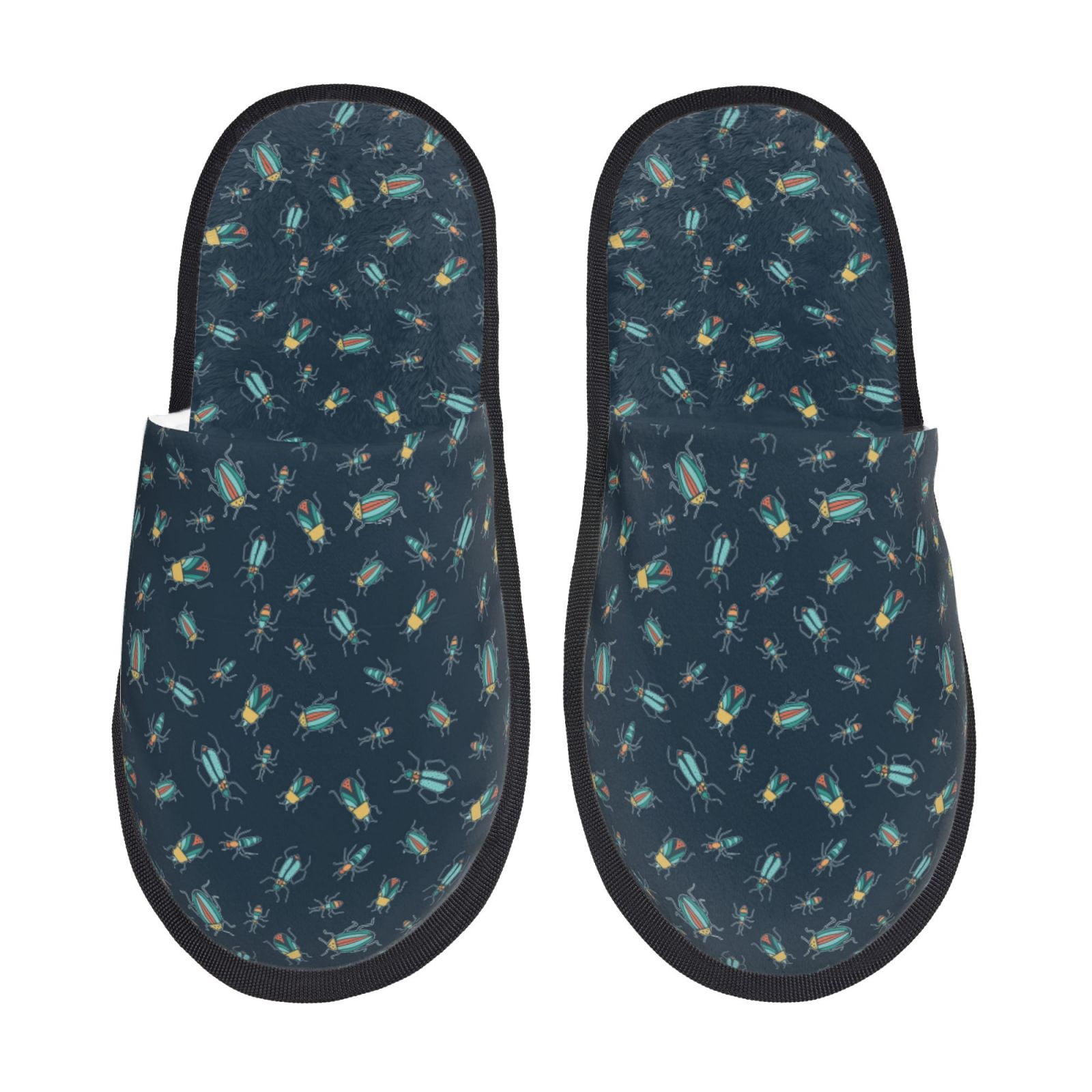 Qekee blue insects Print Furry Slippers for Women and Men, House ...