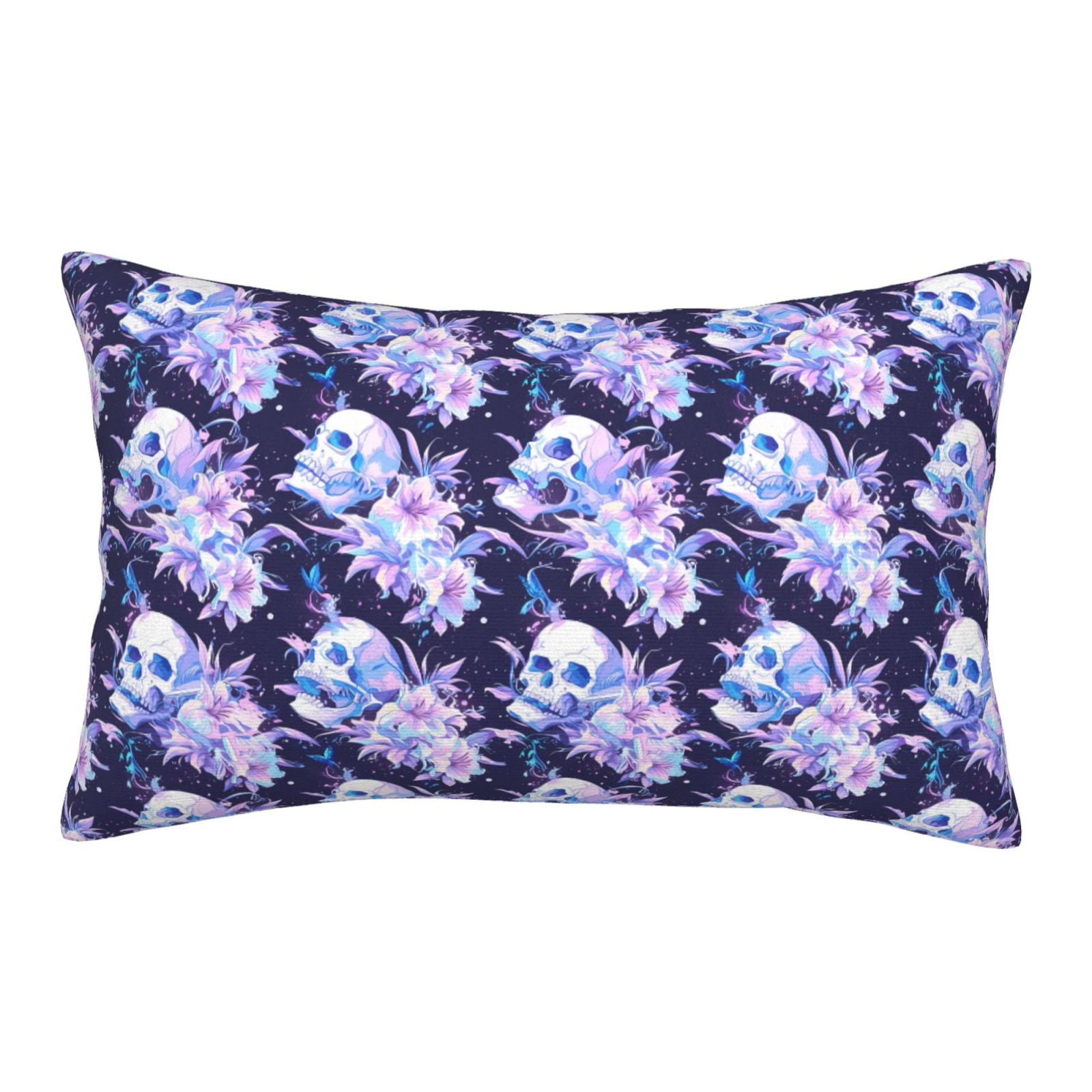 Qekee blue starry sky Skull flower Print Fuzzy Pillows Cover, Pillow ...