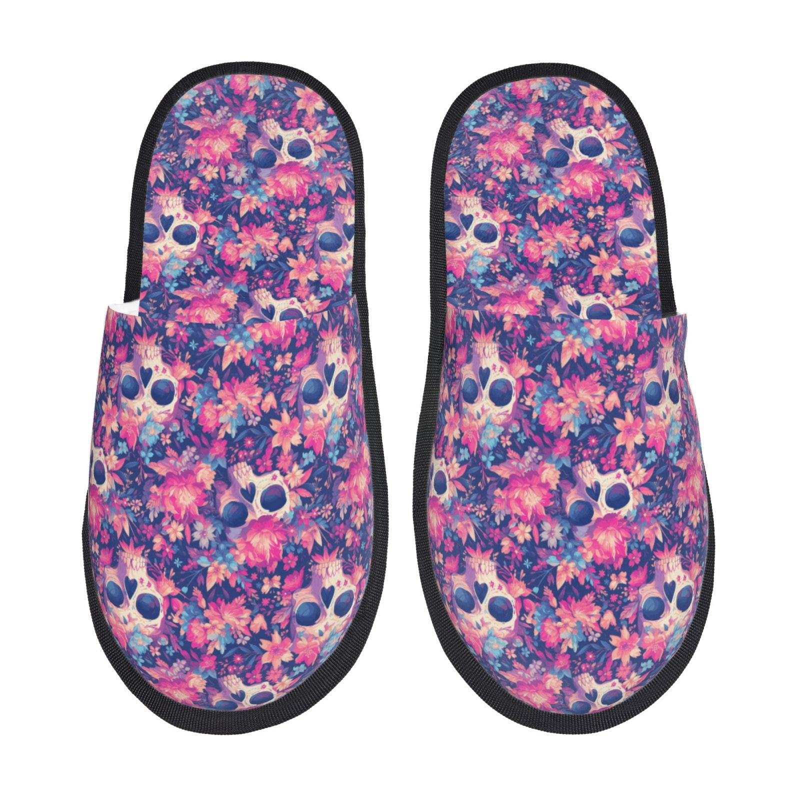 Qekee cool Skull flower colorful print Slippers for Women and Men ...