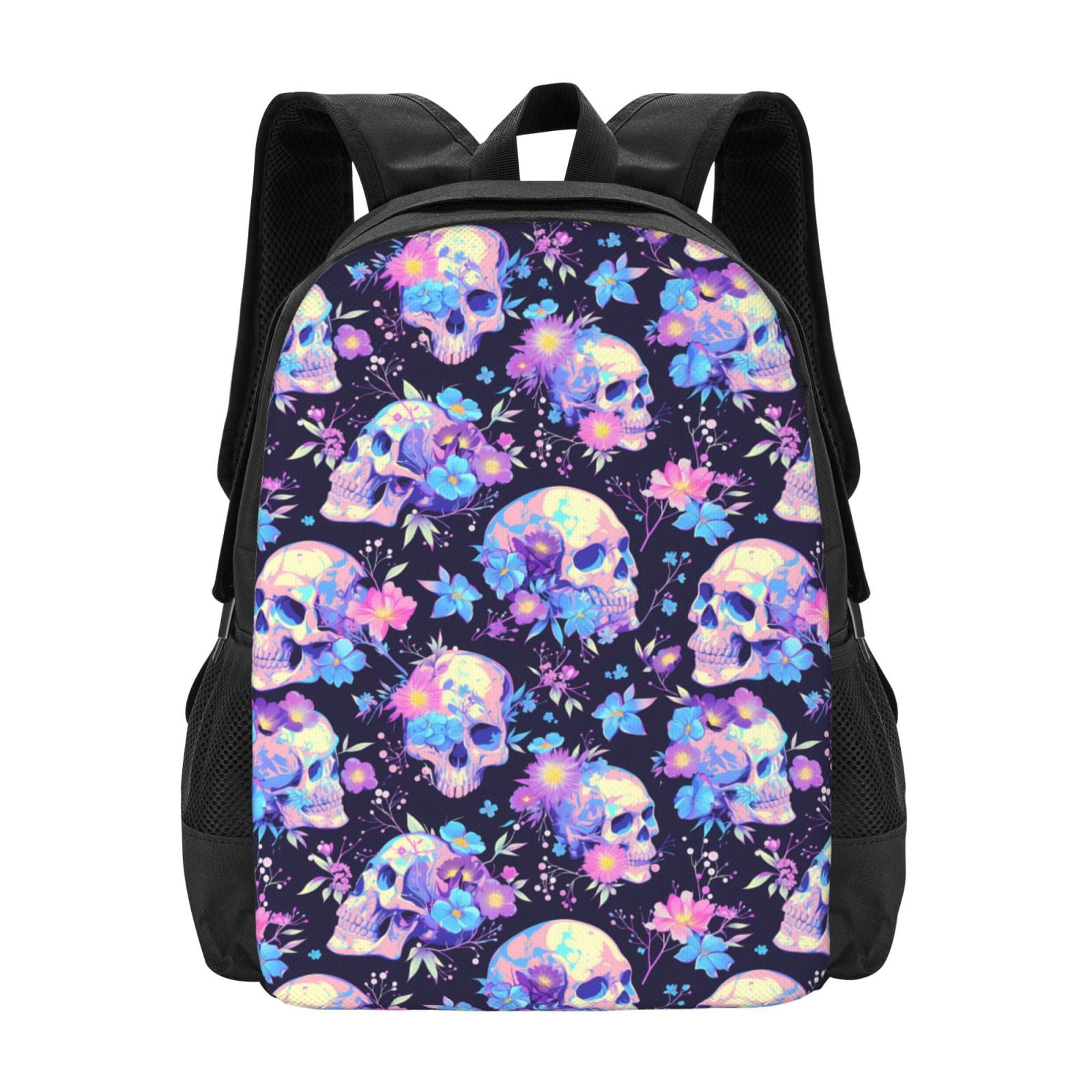Qekee cool flower Skull for Travel Laptop Backpack for womem and men ...
