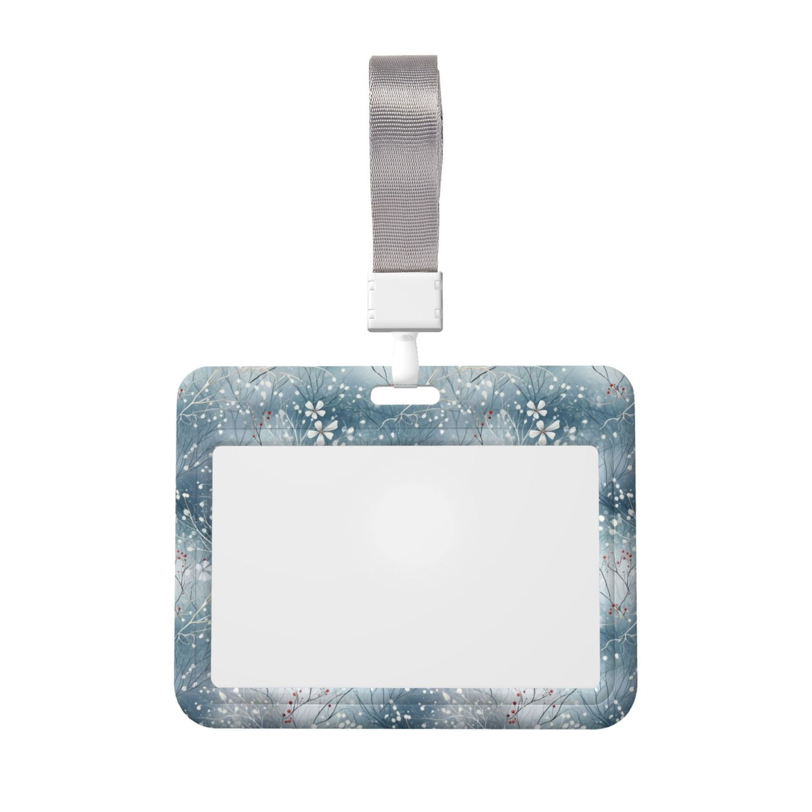 Qekee enchanted winter snowflake holly Print Card Badge Holder,Clear ...