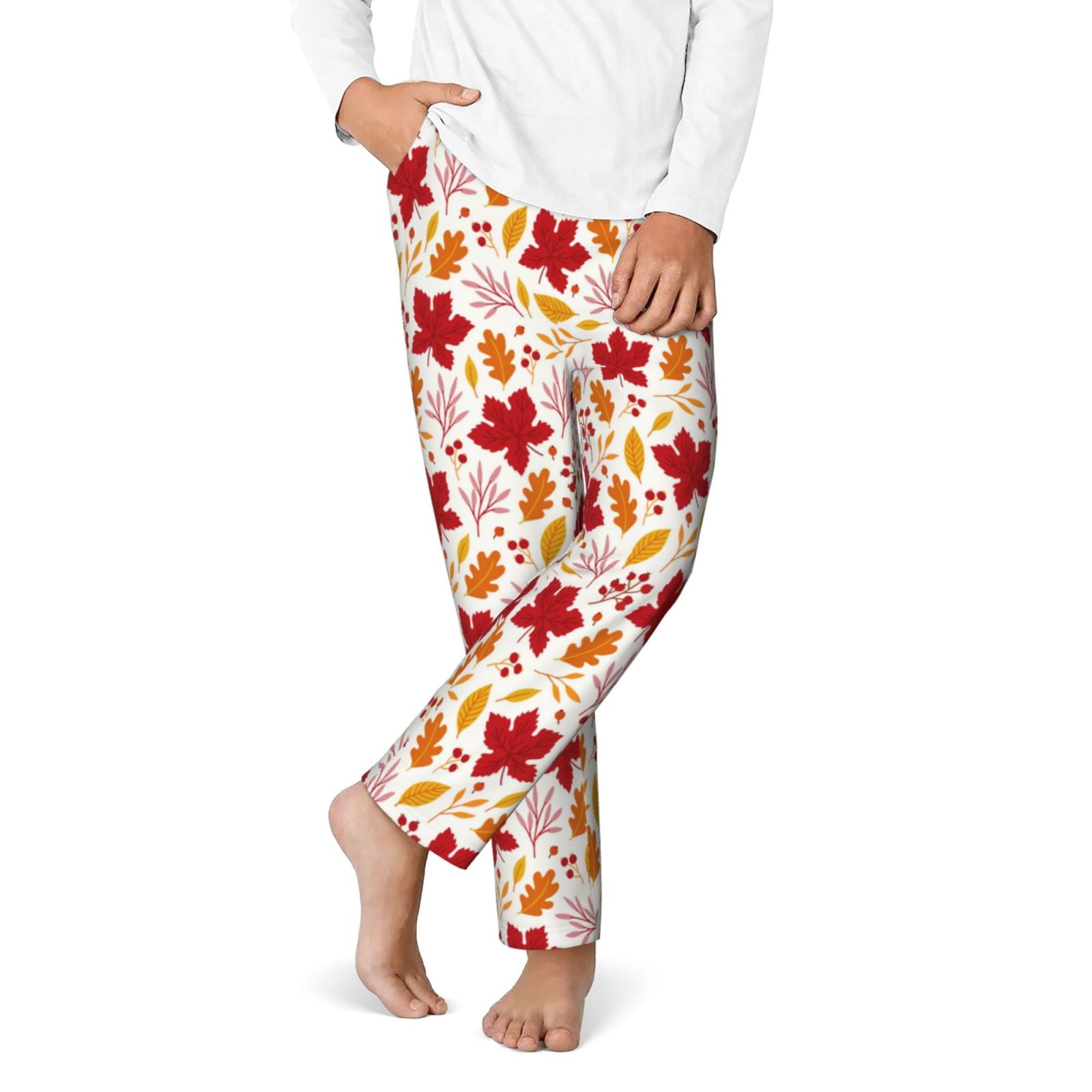 Qekee fall laef Maple Print Kids Pajama Pants, Teenagers' Bottom ...