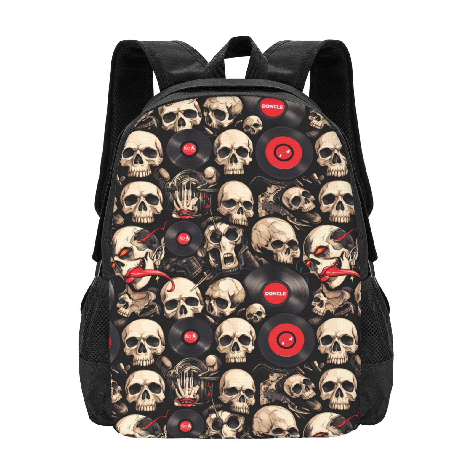 Qekee rock record Skull for Travel Laptop Backpack for womem and men ...