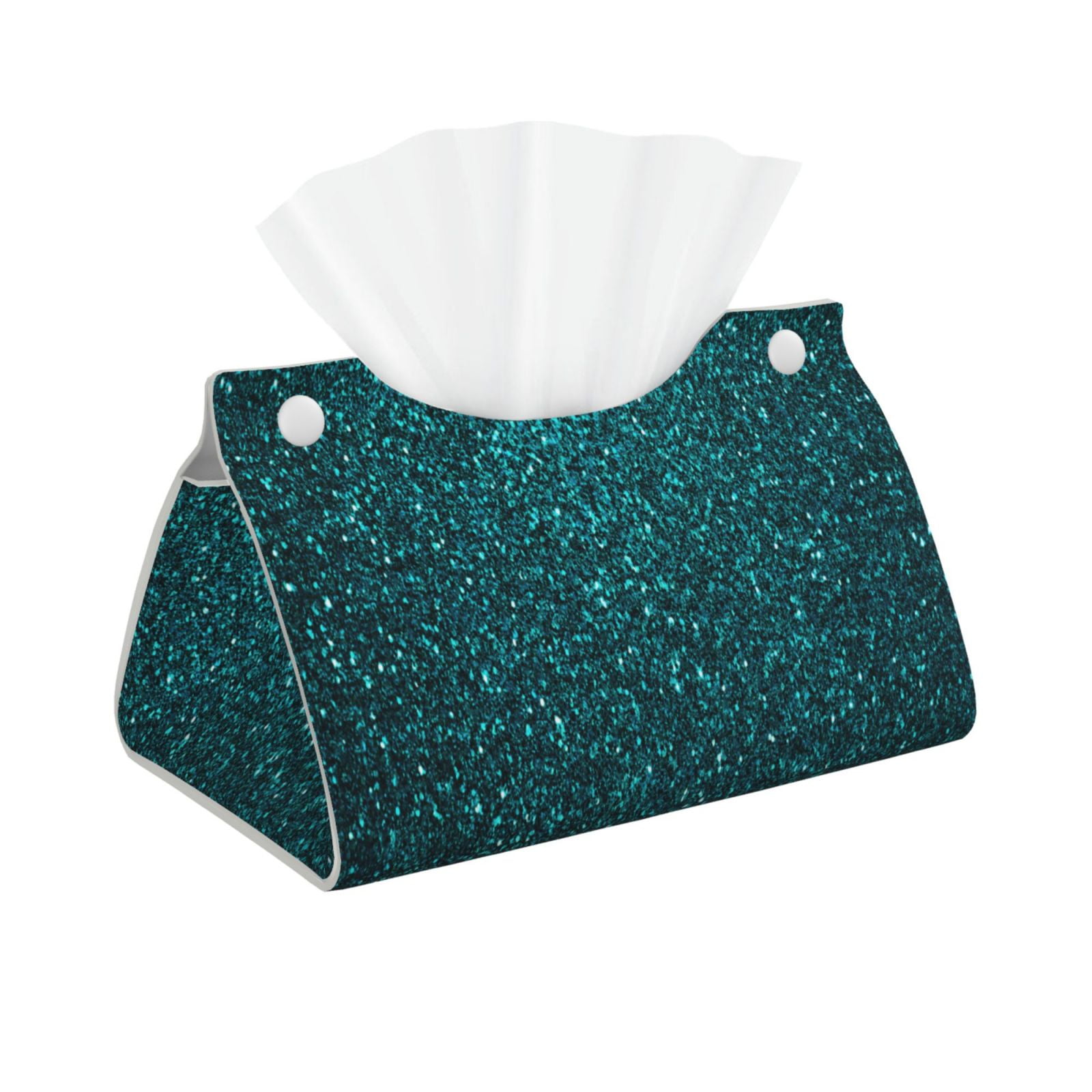 Qekee teal sparkling Print Long Tissue Box Cover, Tissue Holder, PVC ...