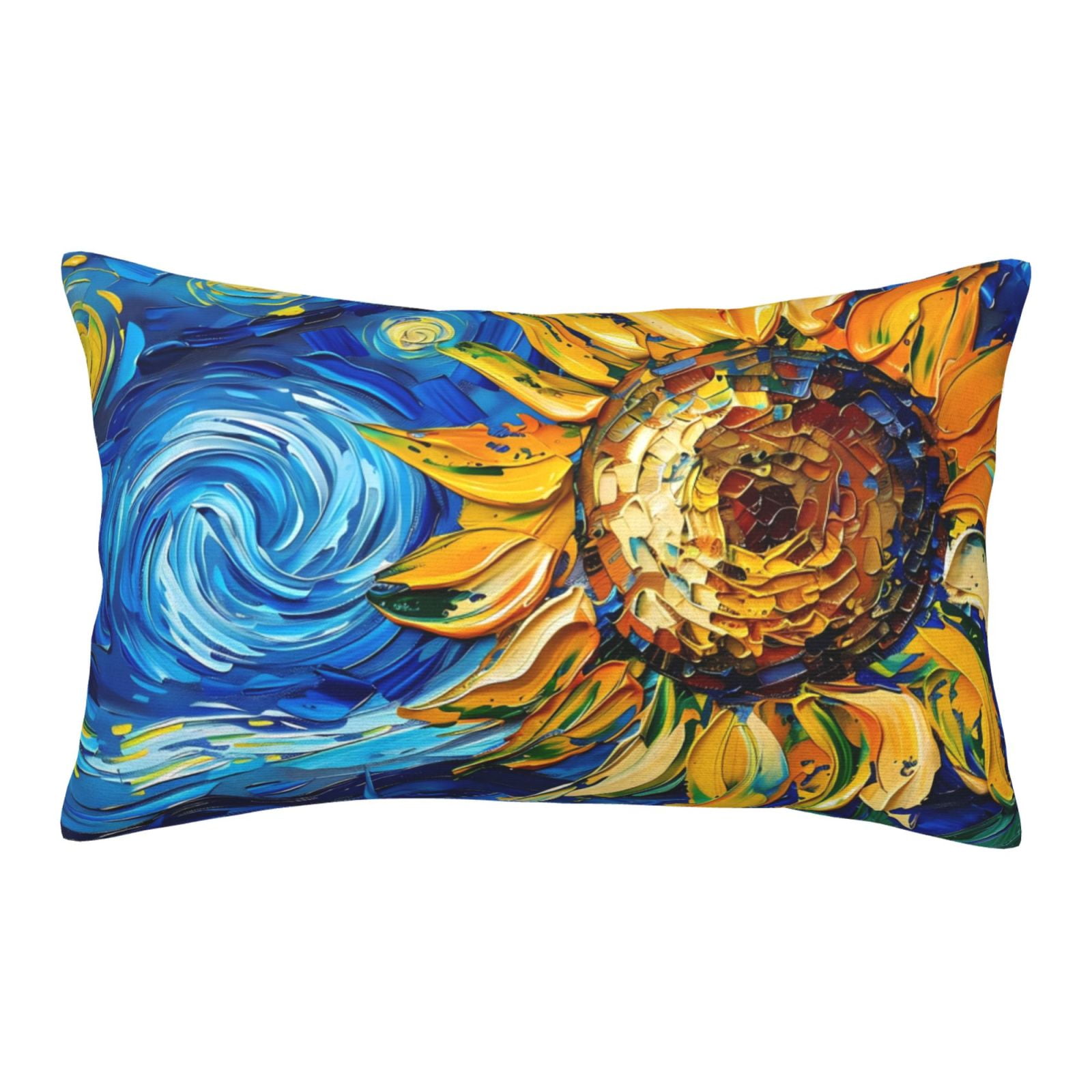 Qekee vintage Starry Sunflower Print Fuzzy Pillows Cover, Pillow Case ...
