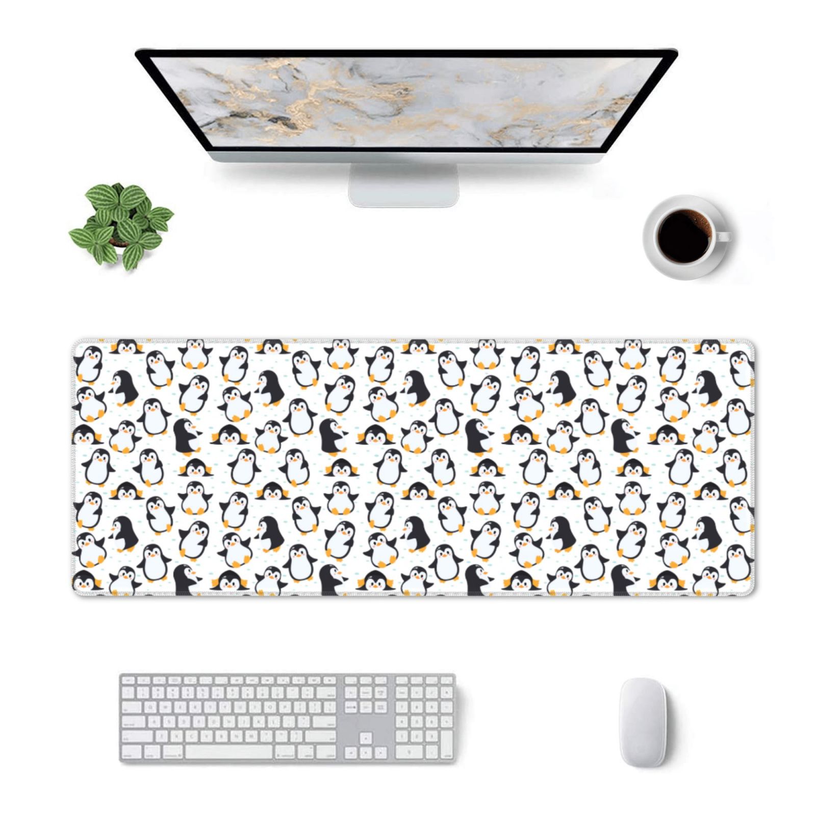 Qekee Cute Penguins Print Mouse Pad,Desk Pad Protector,Office Desk Mat ...