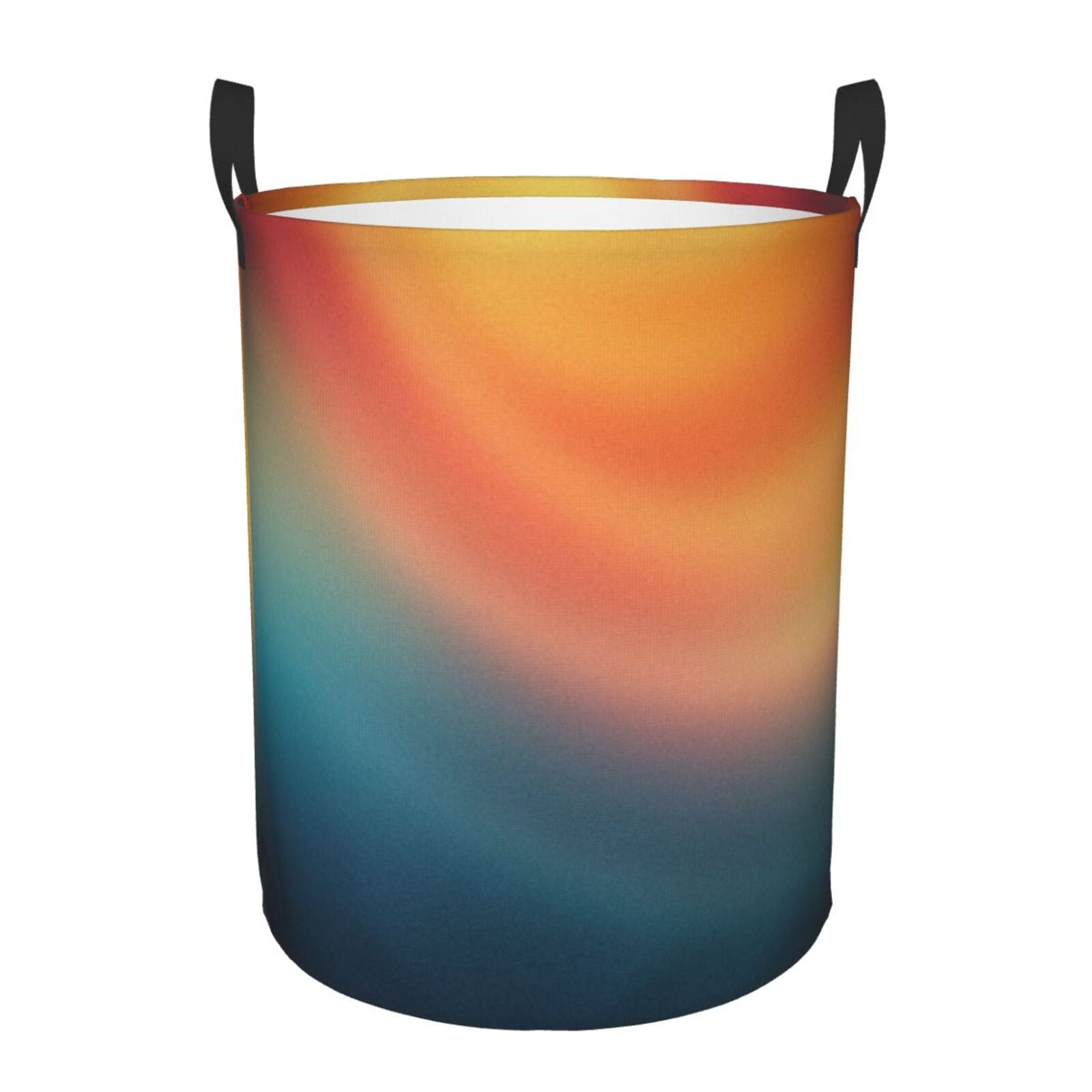 Qekee yellow orange and teal Print Laundry Hamper Basket, Laundry ...