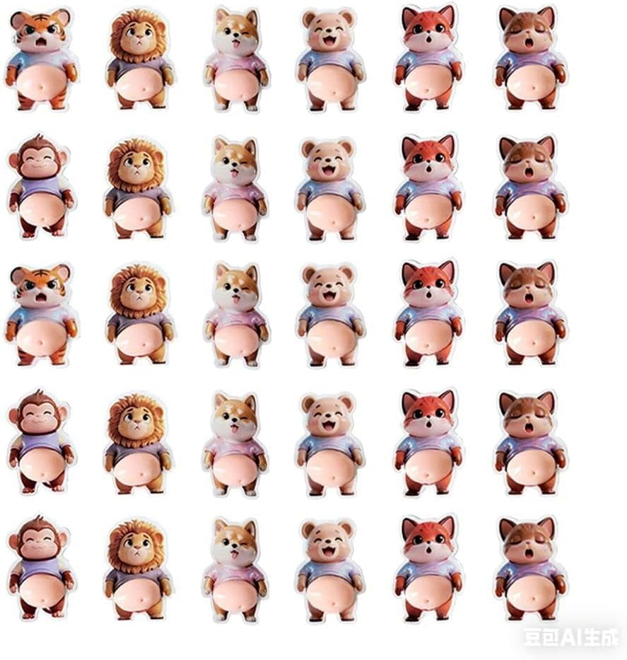 QenASHaing 3D Soft Belly Animal Sticker, Super Soft Silicone Anti ...