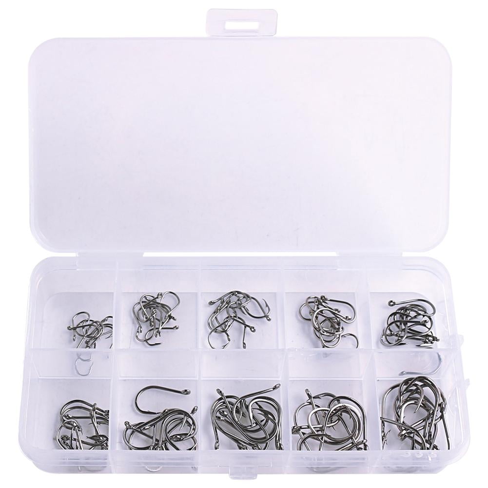 QenASHaing Carbon Steel Fishing Hooks 100-Pack, Barbed Design for ...