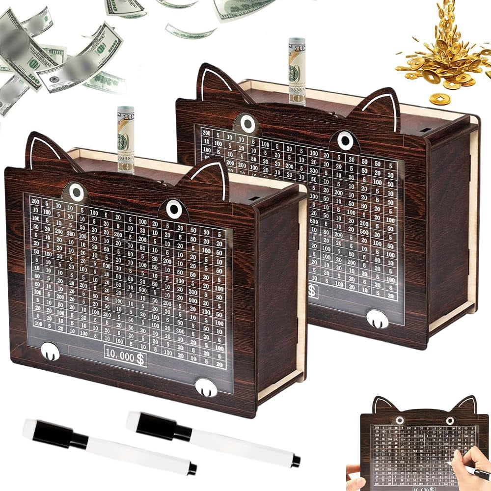 QenASHaing Cash Vault Wooden Savings Box, 2026 Upgrade Wooden Money ...