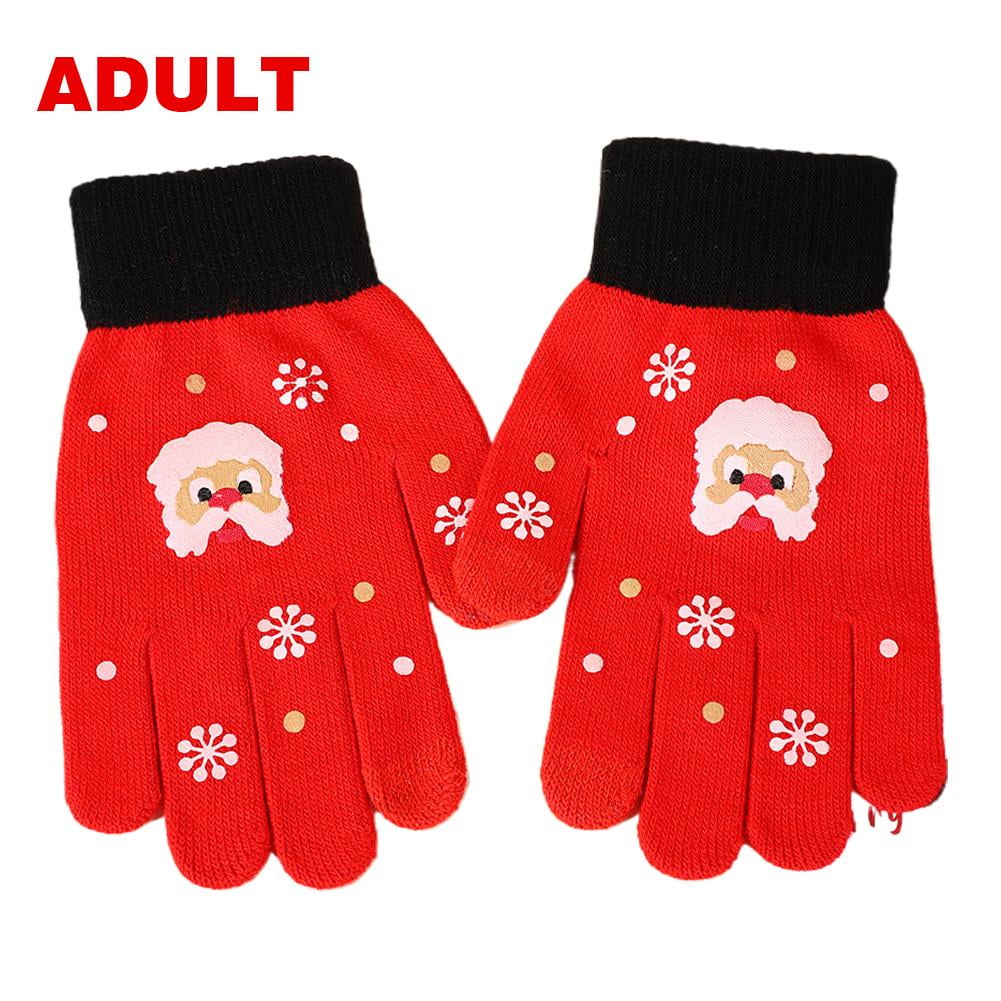 QenASHaing Christmas Gloves with Santa Snowflake Print, Touchscreen ...