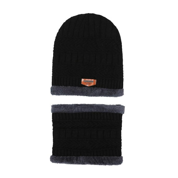 QenASHaing Fleece-Lined Knit Hat and Neck Warmer Set, Soft Windproof ...