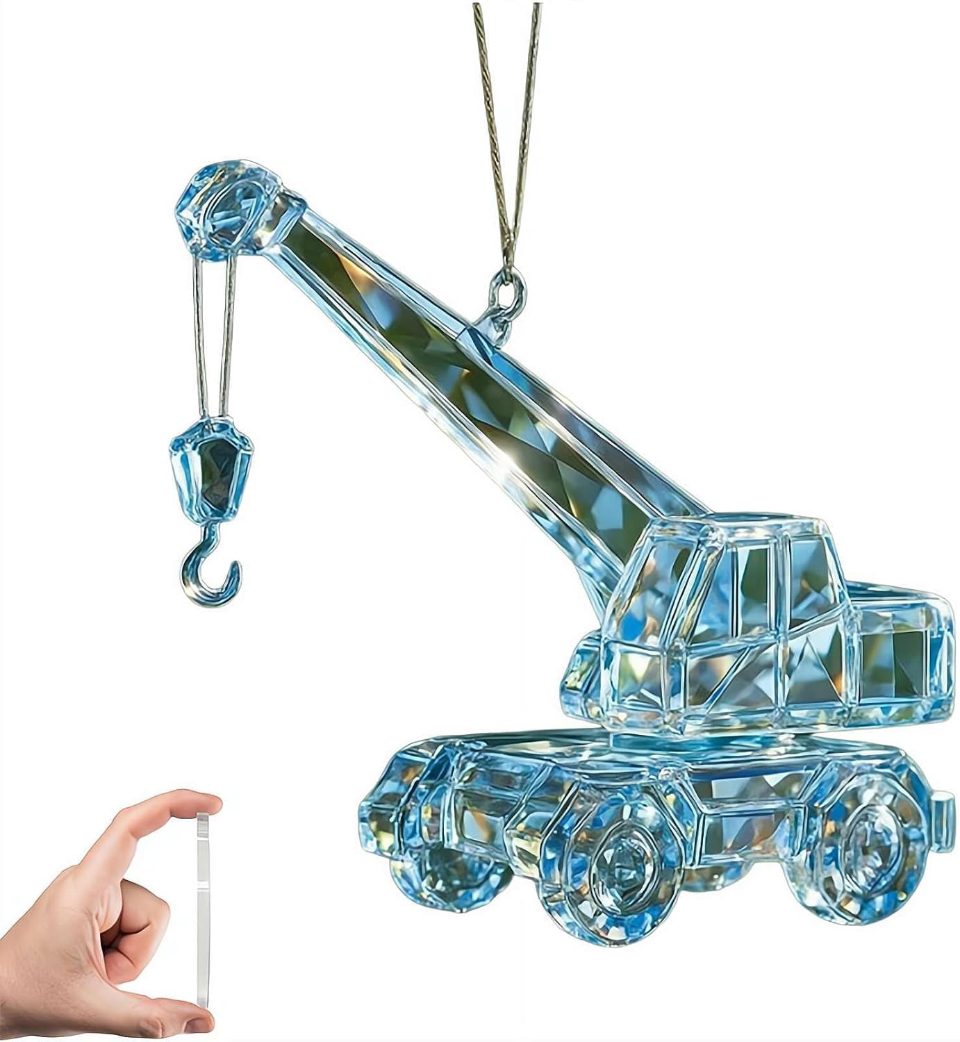 QenASHaing Stained Glass Excavator Ornament, Acrylic Construction ...