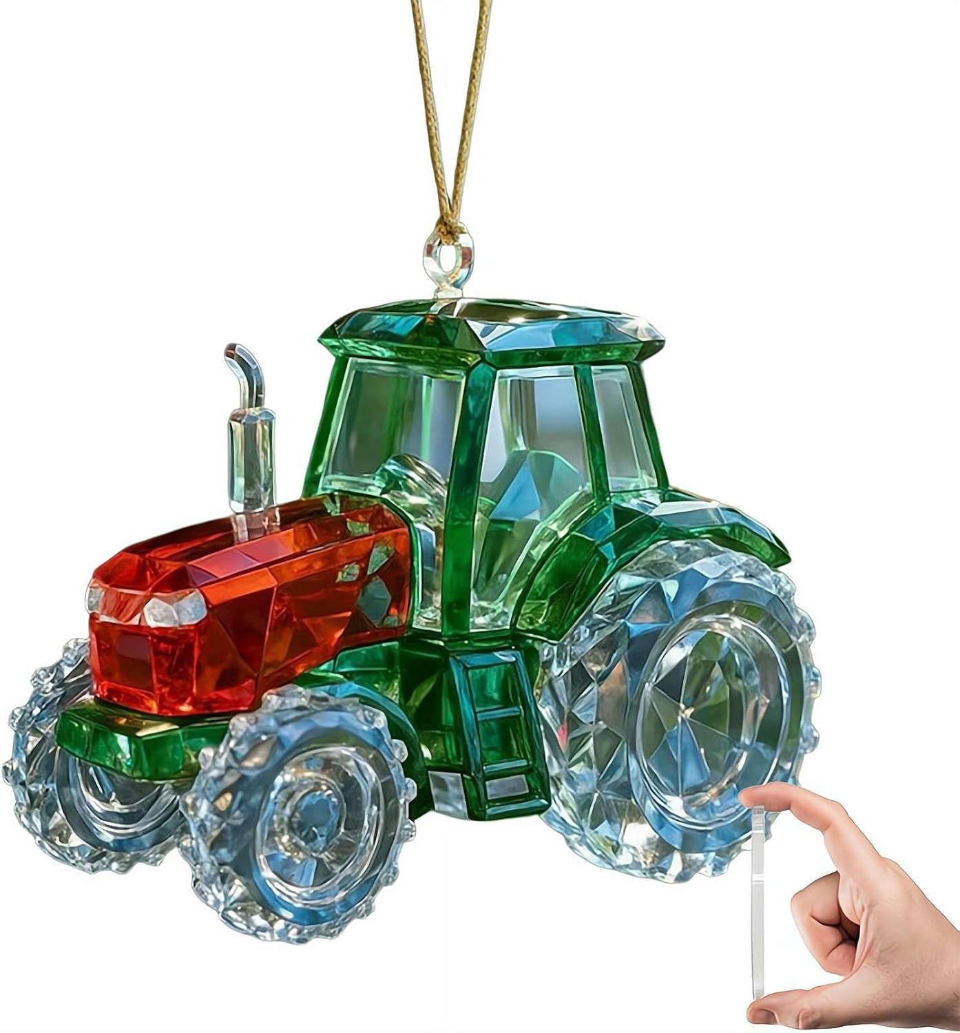 QenASHaing Stained Glass Excavator Ornament, Acrylic Construction ...